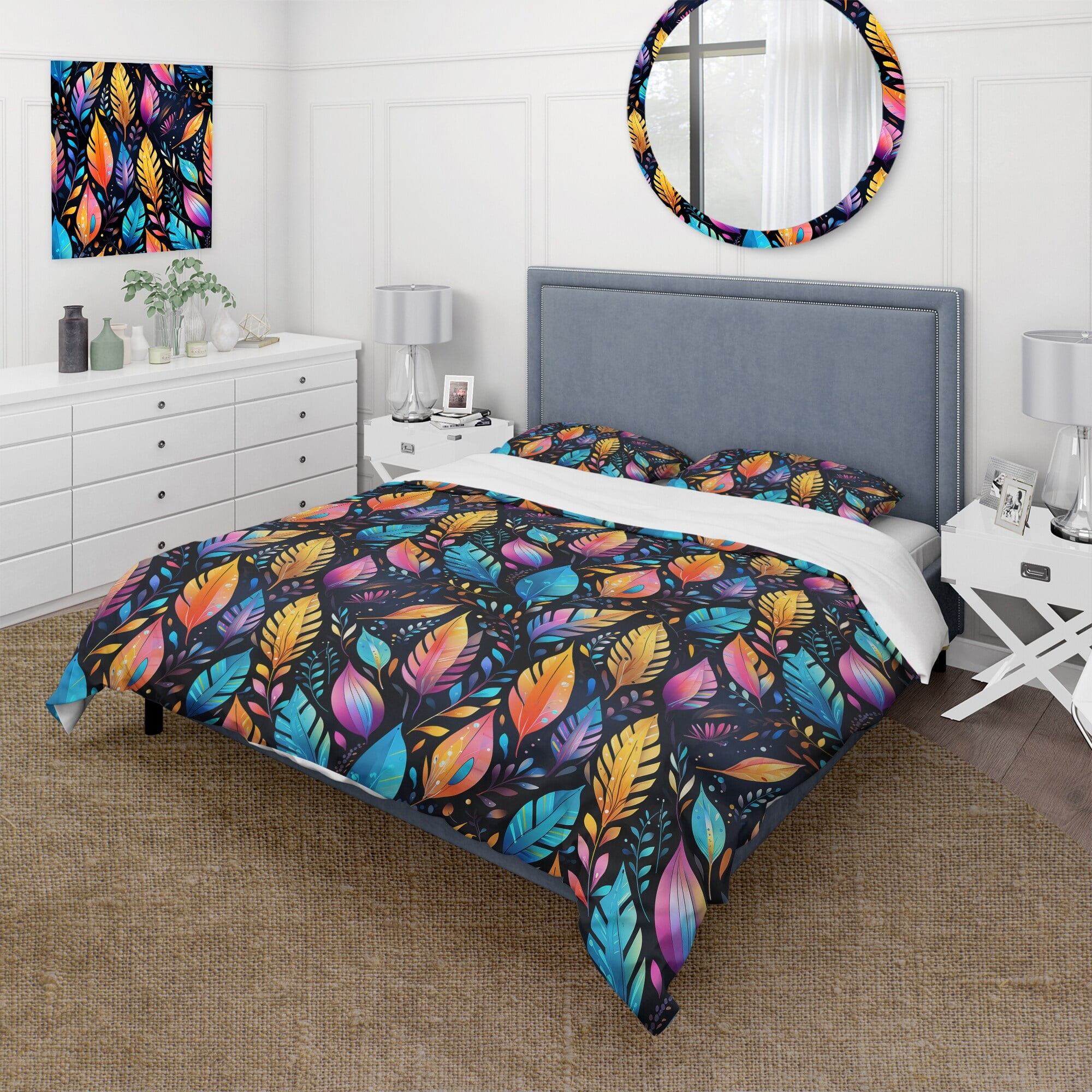 Designart "Feathered Tribal Fantasy" Boho Bedding Covert Set - Bohemian ...