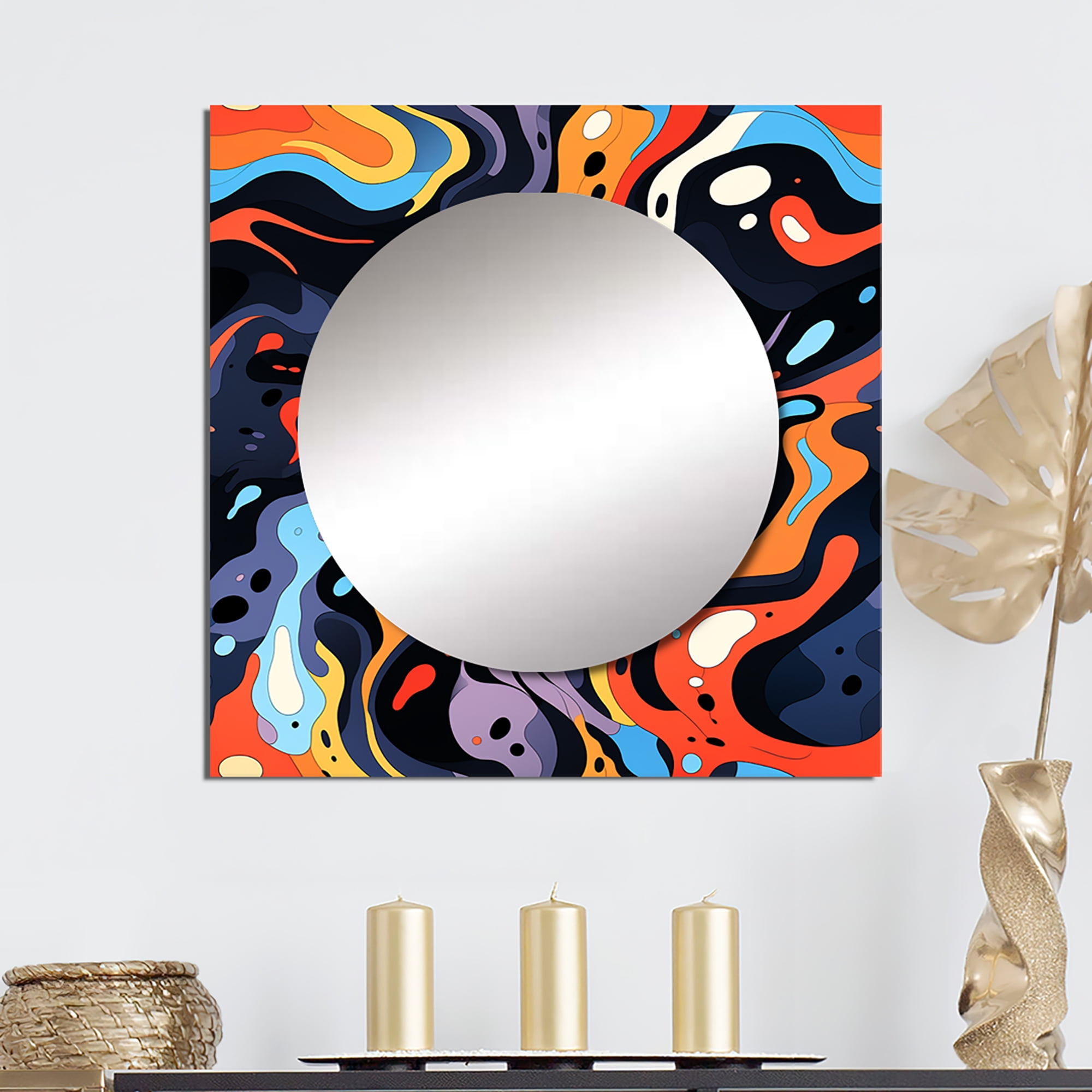 Designart "Feathered Tribal Paisley III" Abstract Square Mirror For ...