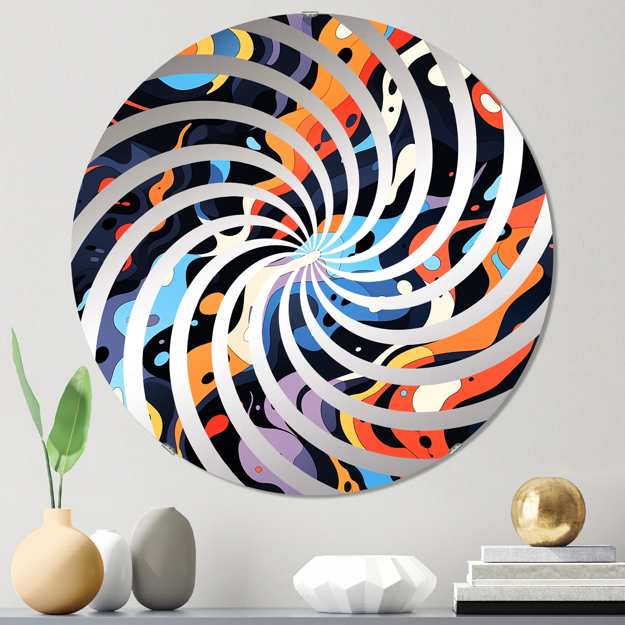 Designart "Feathered Tribal Paisley III" Abstract Vortex Round Wall ...