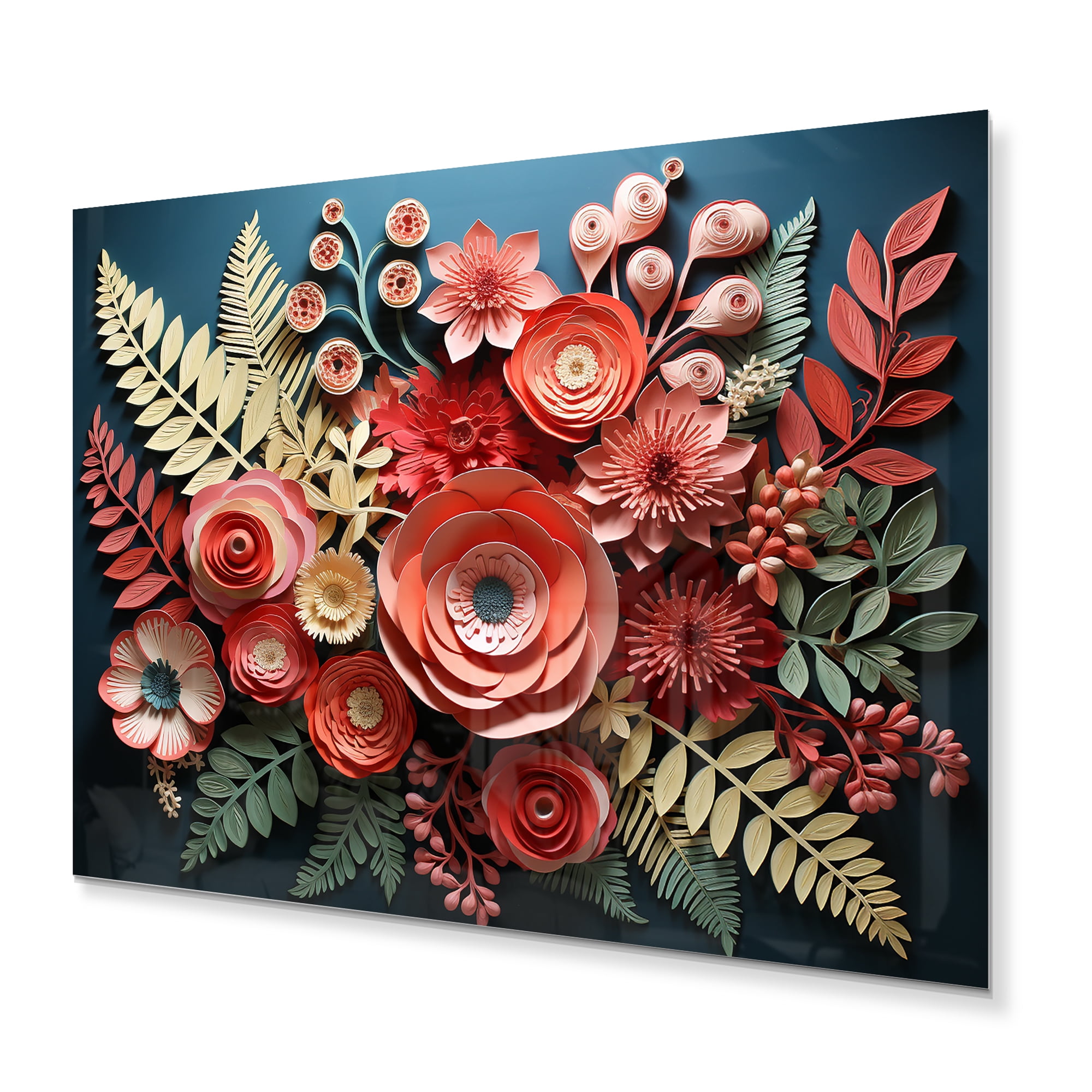 Designart "Ferns Coral Papercut" Floral Metal Wall Art - Walmart.com