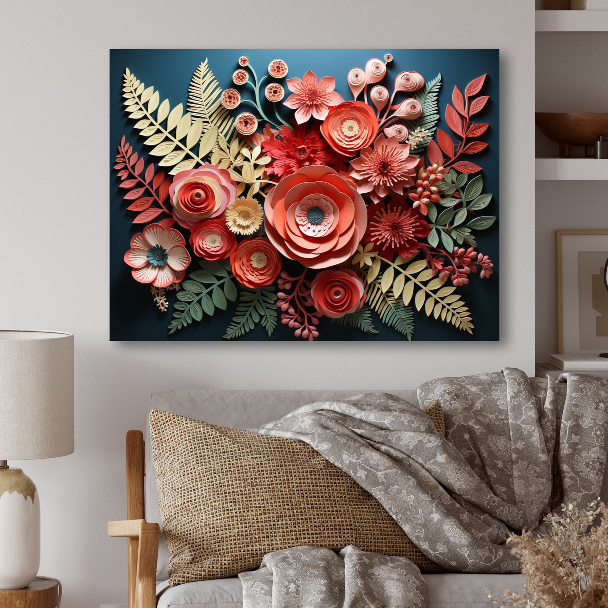 Designart "Ferns Coral Papercut" Floral Metal Wall Art - Walmart.com