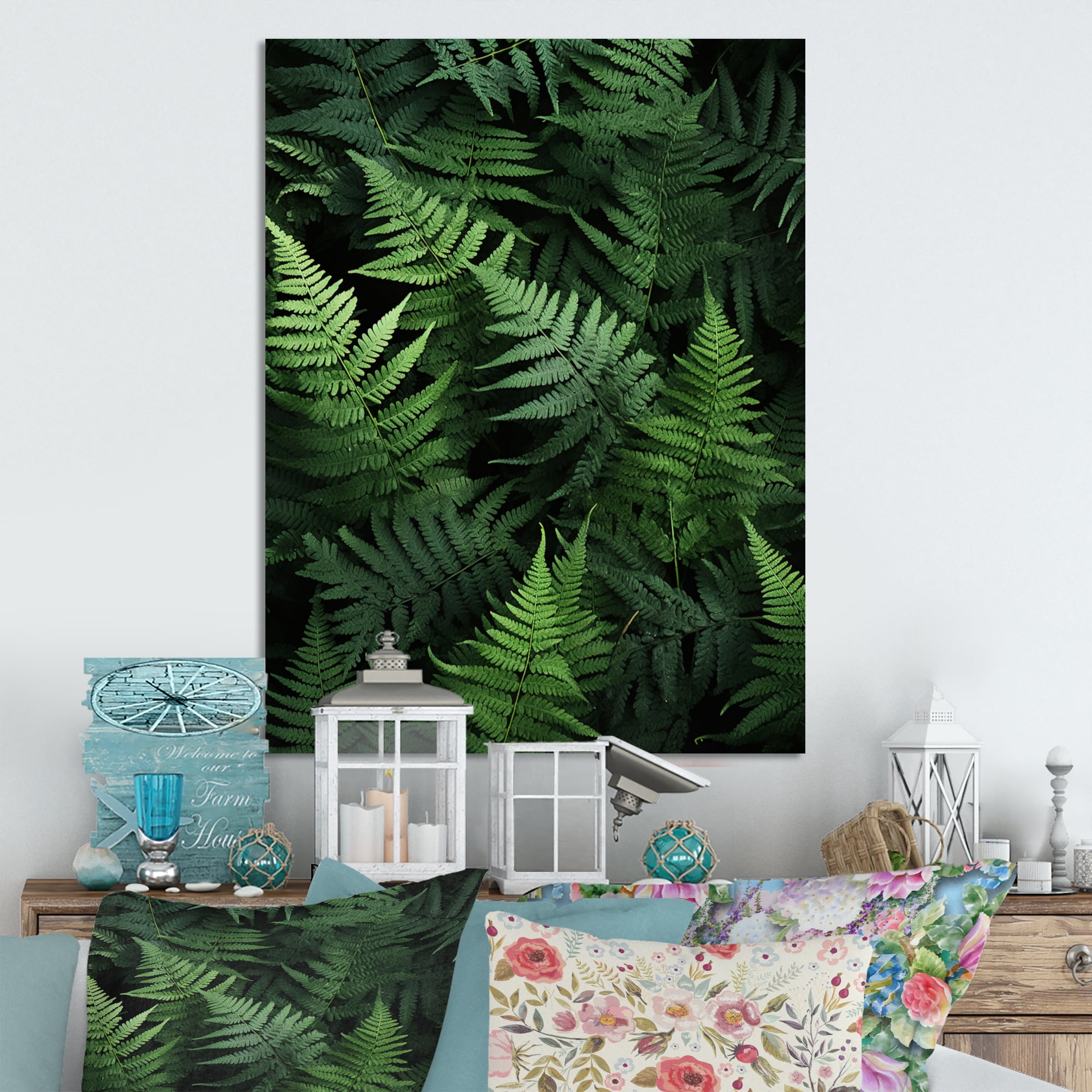 Designart "Ferns Plant Fronds I" Floral & Botanical Metal Wall Art ...