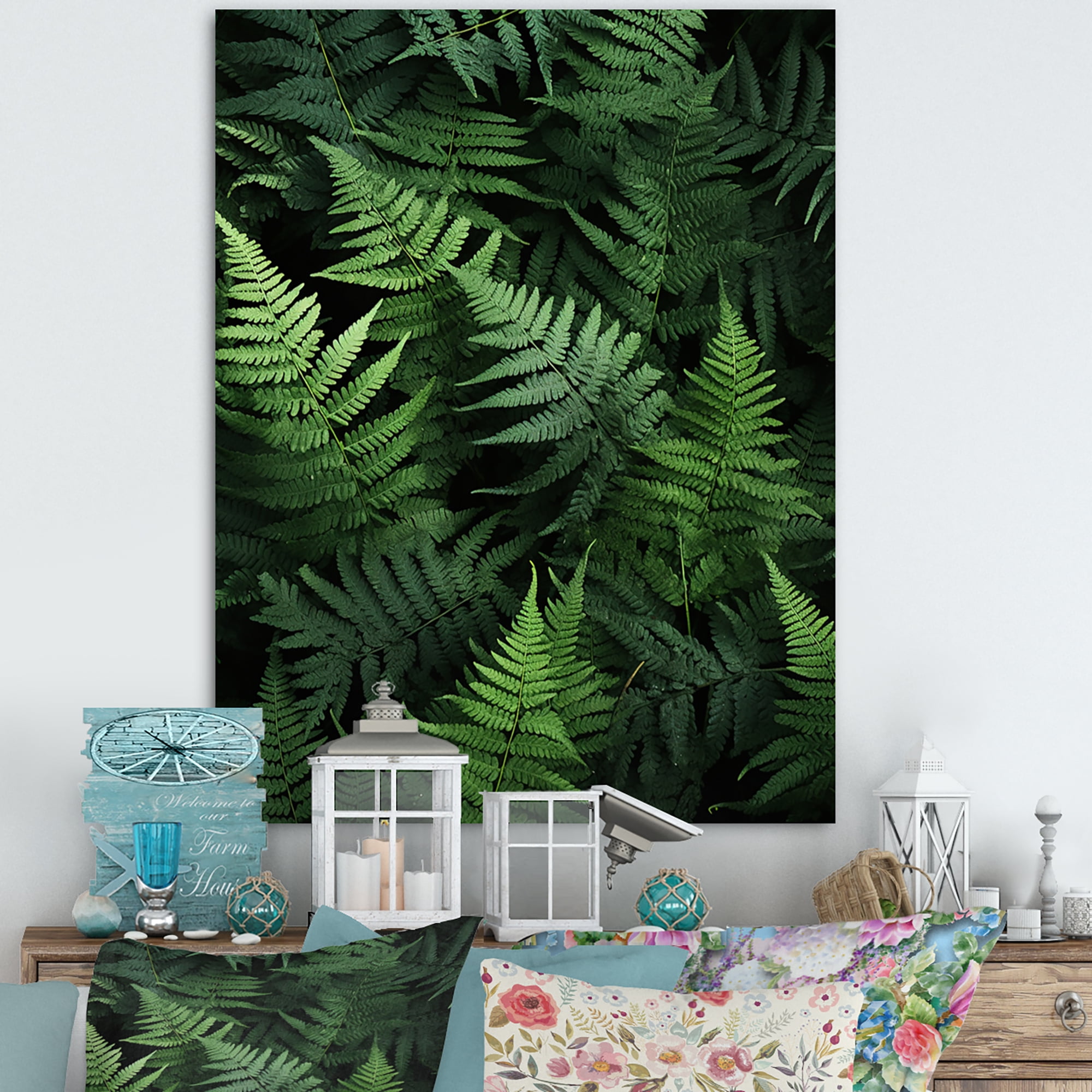 Designart "Ferns Plant Fronds I" Floral & Botanical Wall Art Print ...