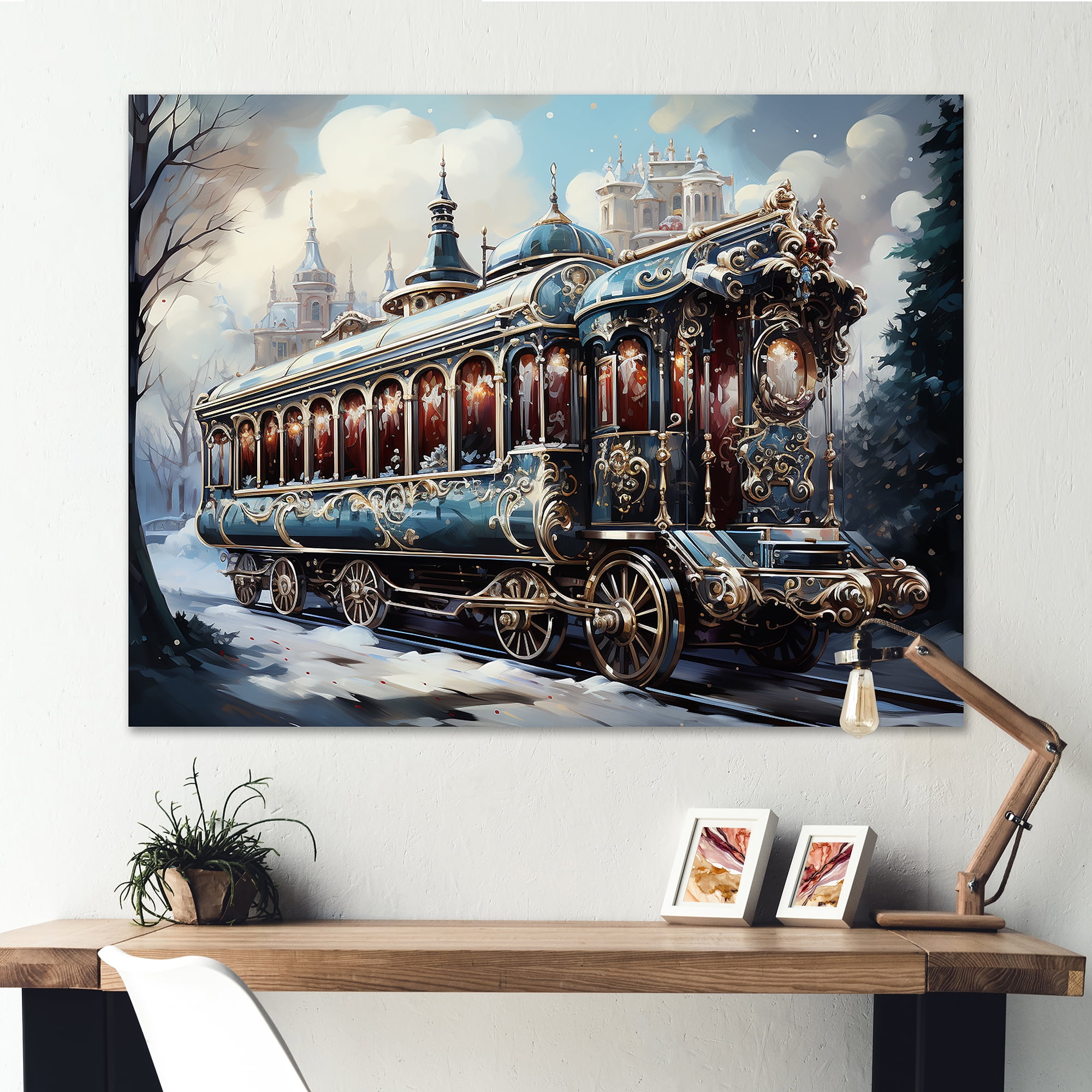 Designart "Festive Journey Christmas Train Ride I" Performing Arts Wall ...