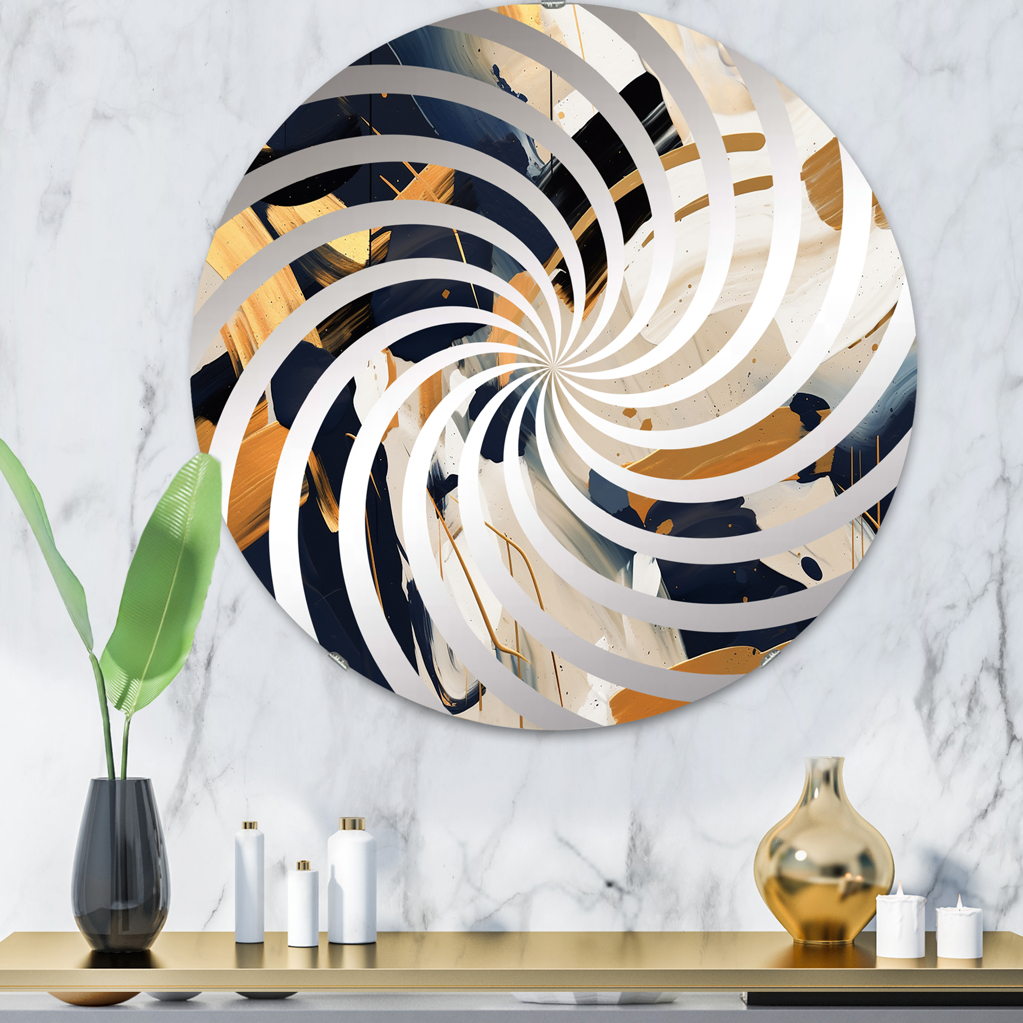 Designart "Fight of Gold and Black Abstraction" Abstract Shapes Vortex ...