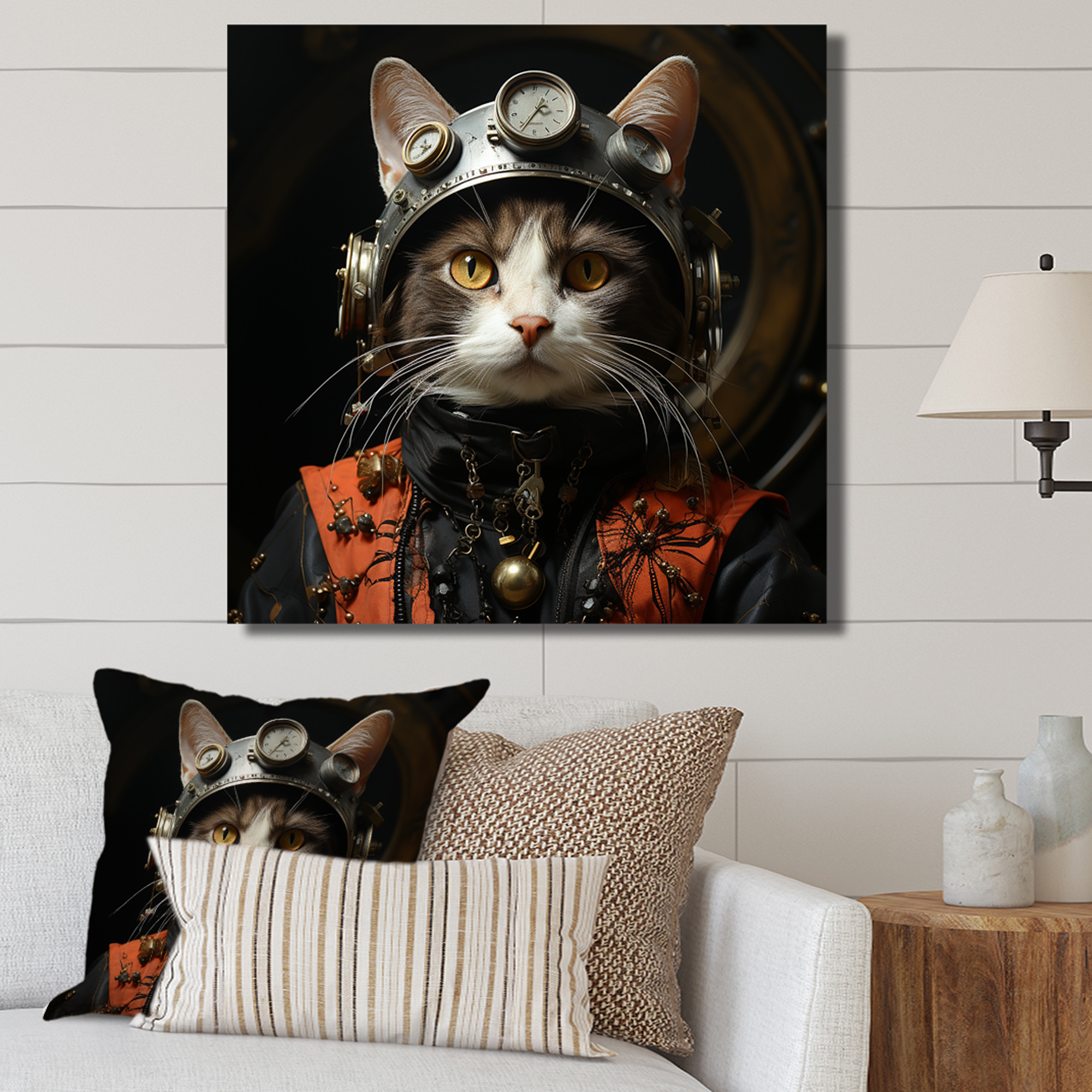 Designart "Fighter Jet Cat Illustration" Animals Wall Art - Modern ...