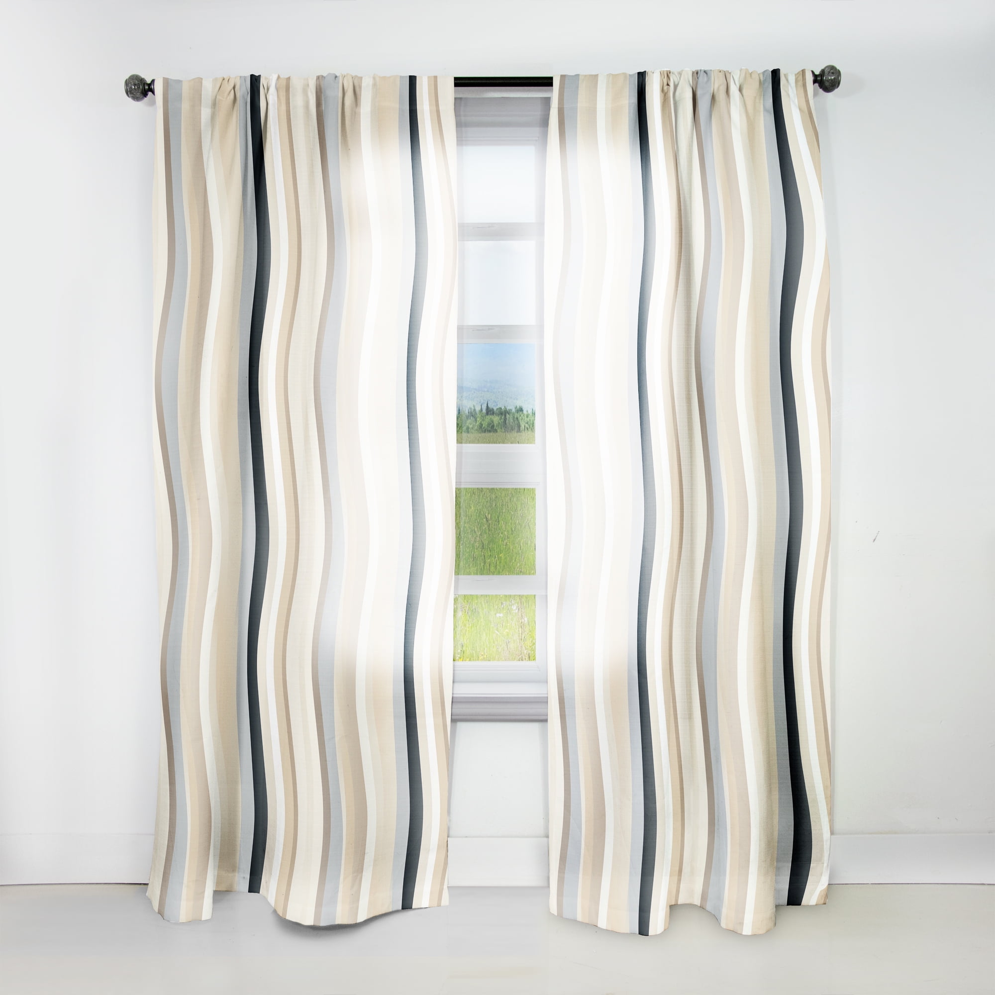 Designart "Finding Balance In Linearity I" Striped Curtain Panels ...