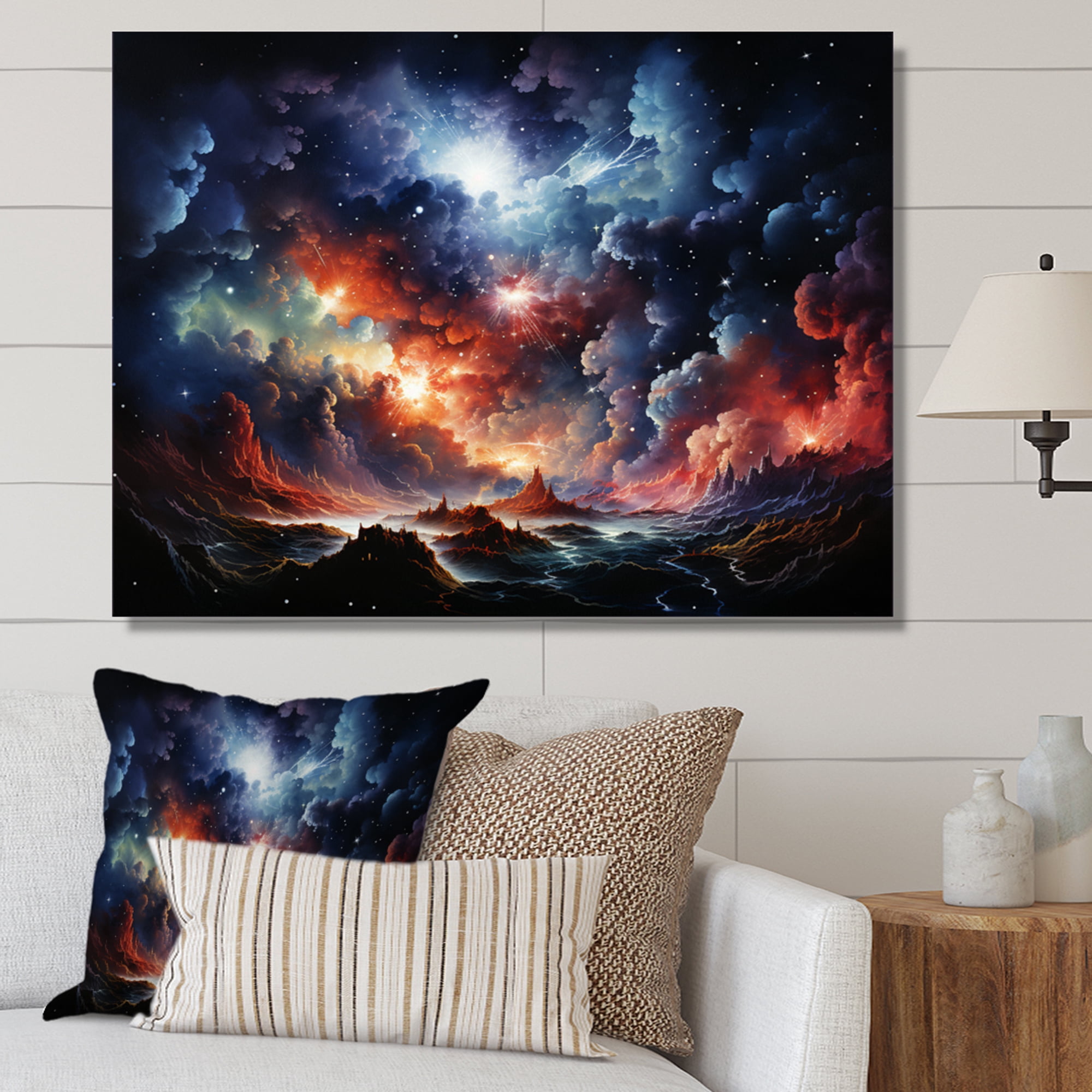 Designart "Fireworks in the Celestial Galaxy II" Galaxies Wall Decor ...
