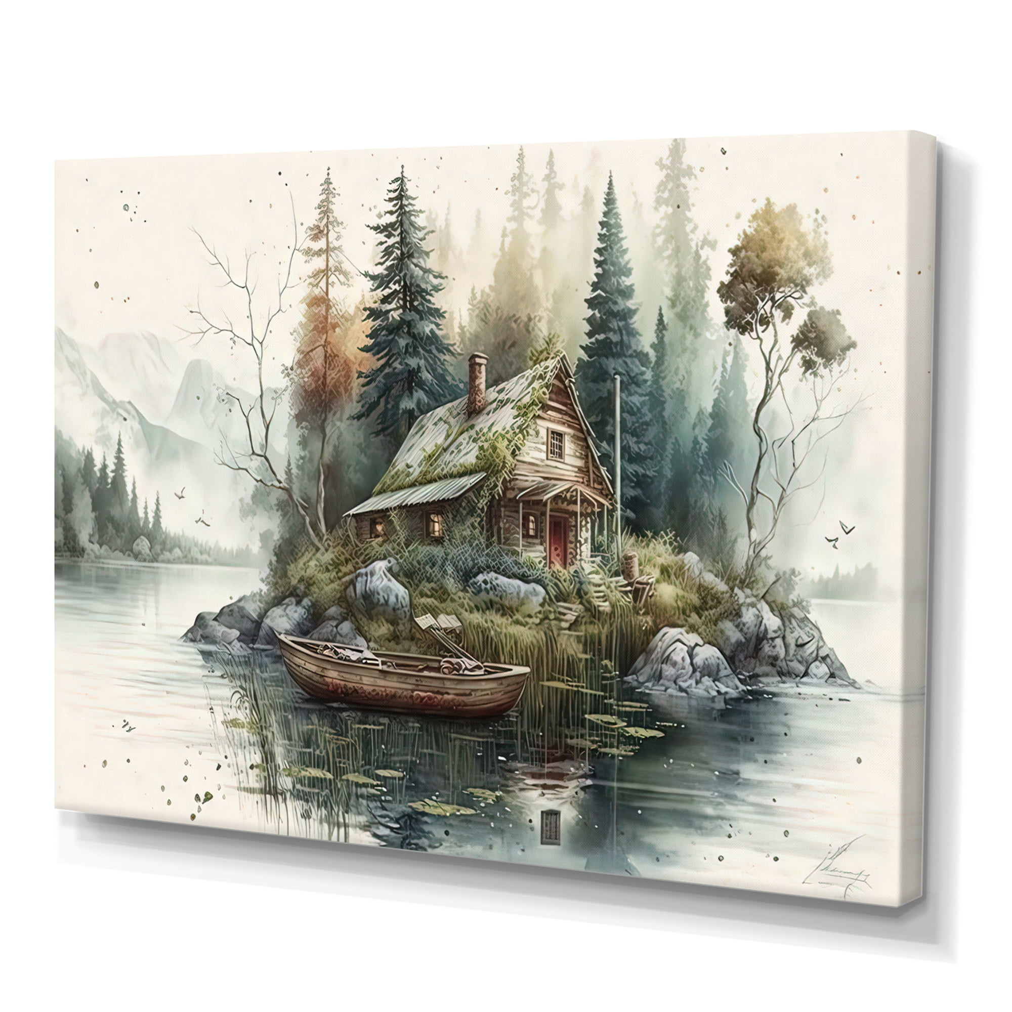 Designart Fishing House By The Lake I Canvas Wall Art - Walmart ...