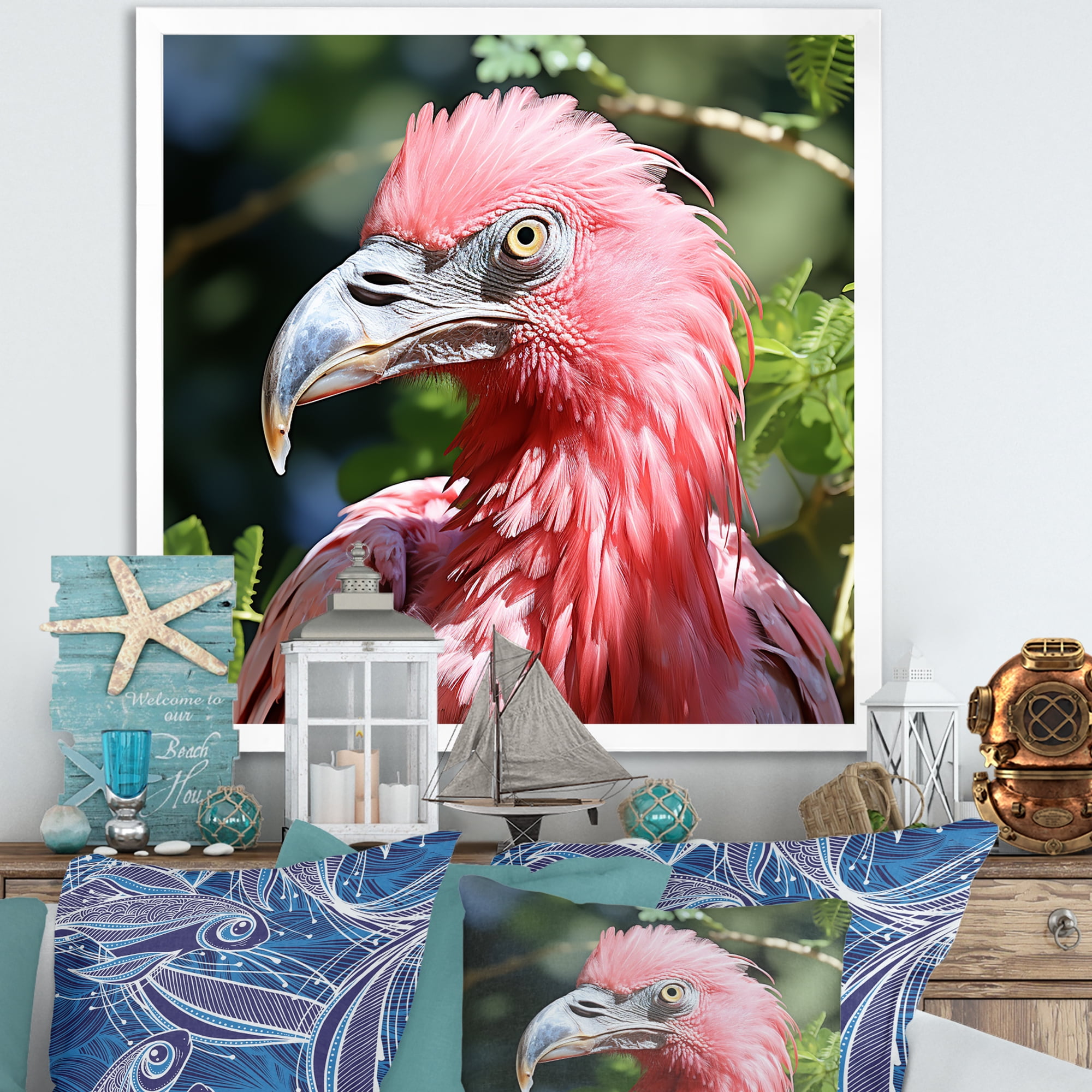 Designart "Flamingo in Photographic Splendor I" Animals Framed Wall Art ...