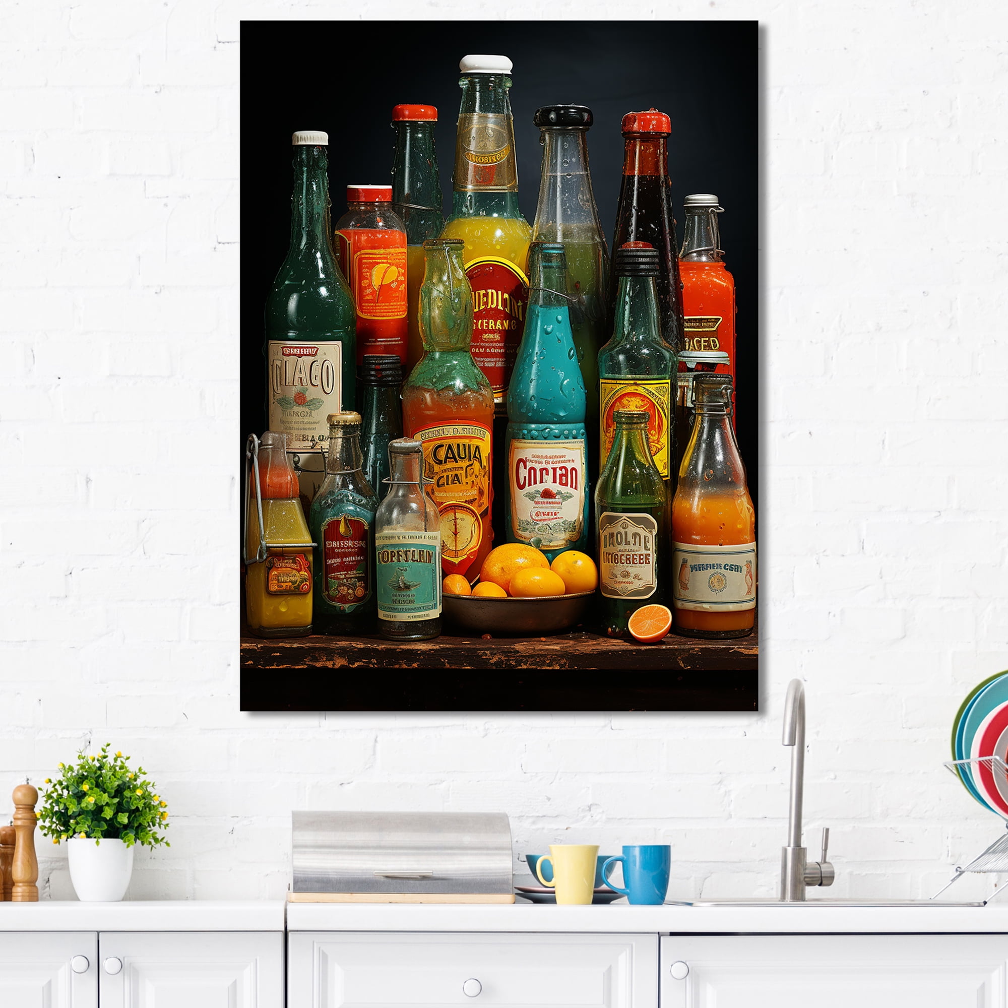 Designart "Flavorful Pop Art Collage Of Condiments I" Condiments Canvas ...