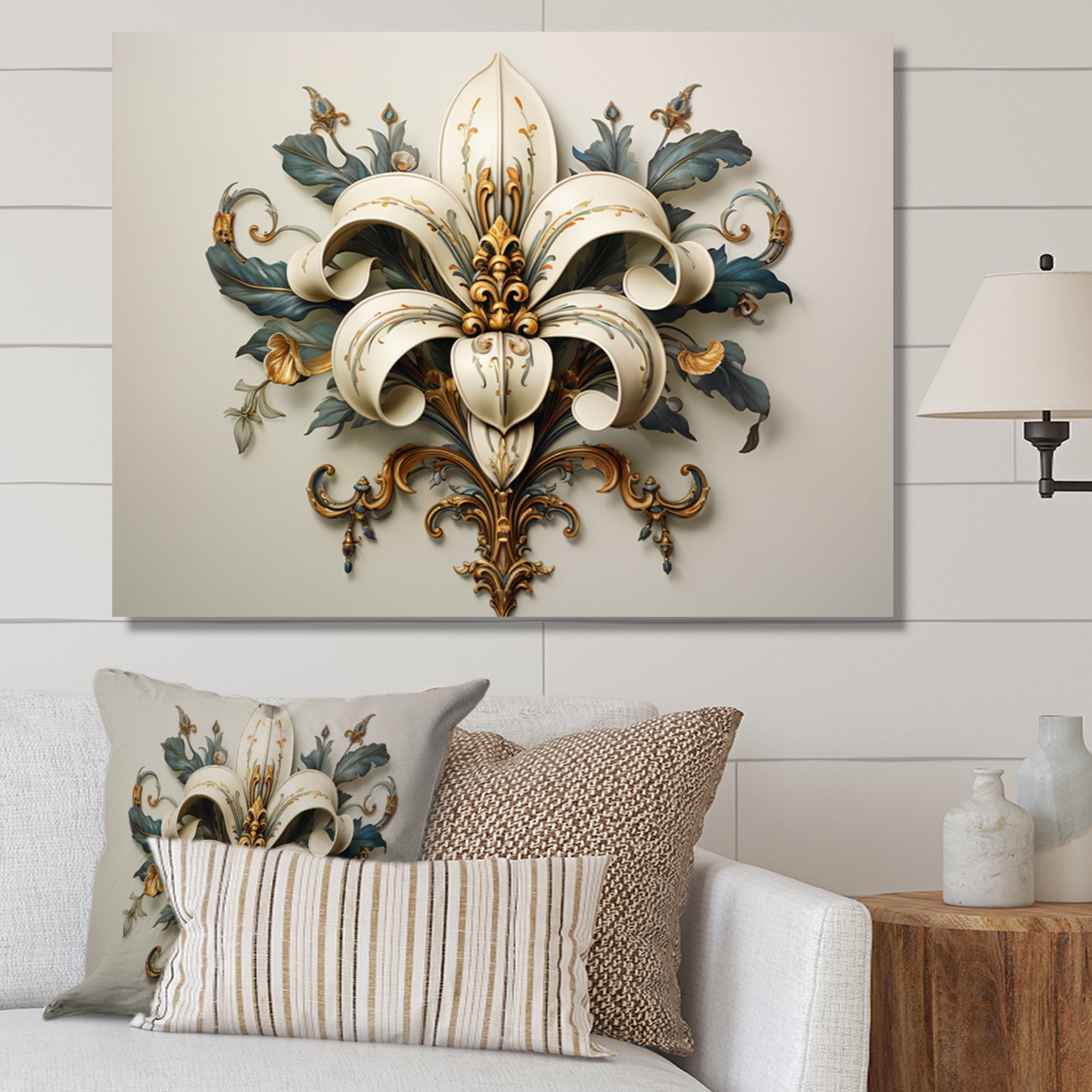 Designart "Fleur-De-Lis Capturing the Stylized Lily II" Floral Wall Art ...