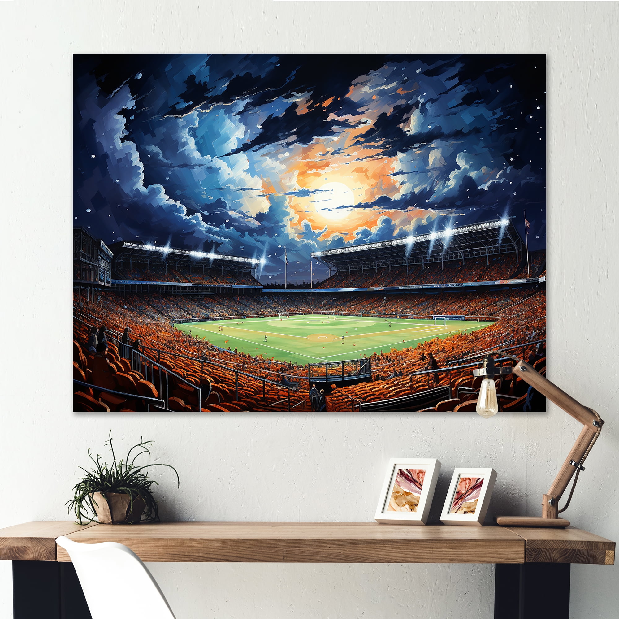 Designart "Floodlit Nighttime Arena IV" Stadiums Wall Decor - Walmart.com
