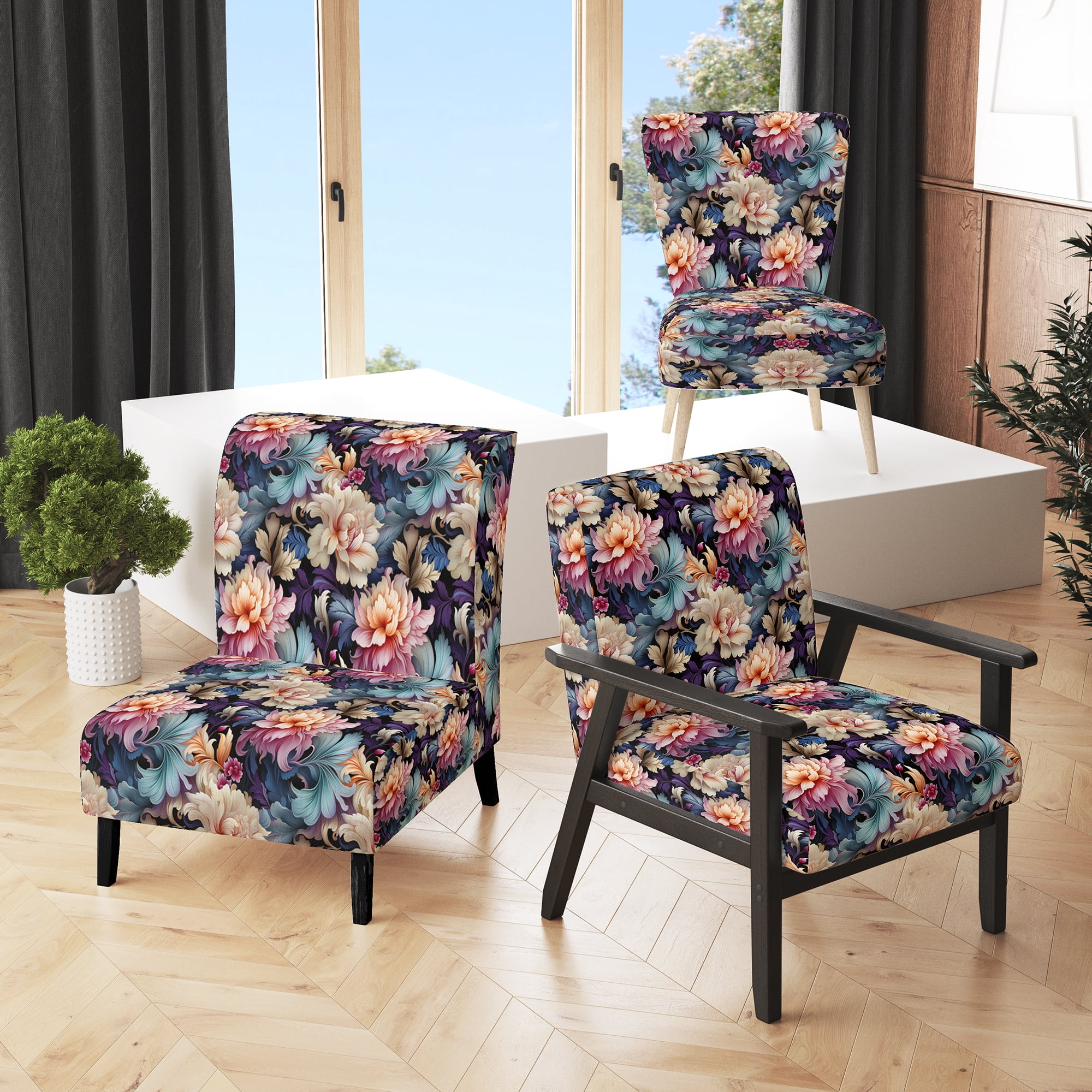 Designart "Floral Paisley Delight" Blue Paisley Upholstered Accent ...