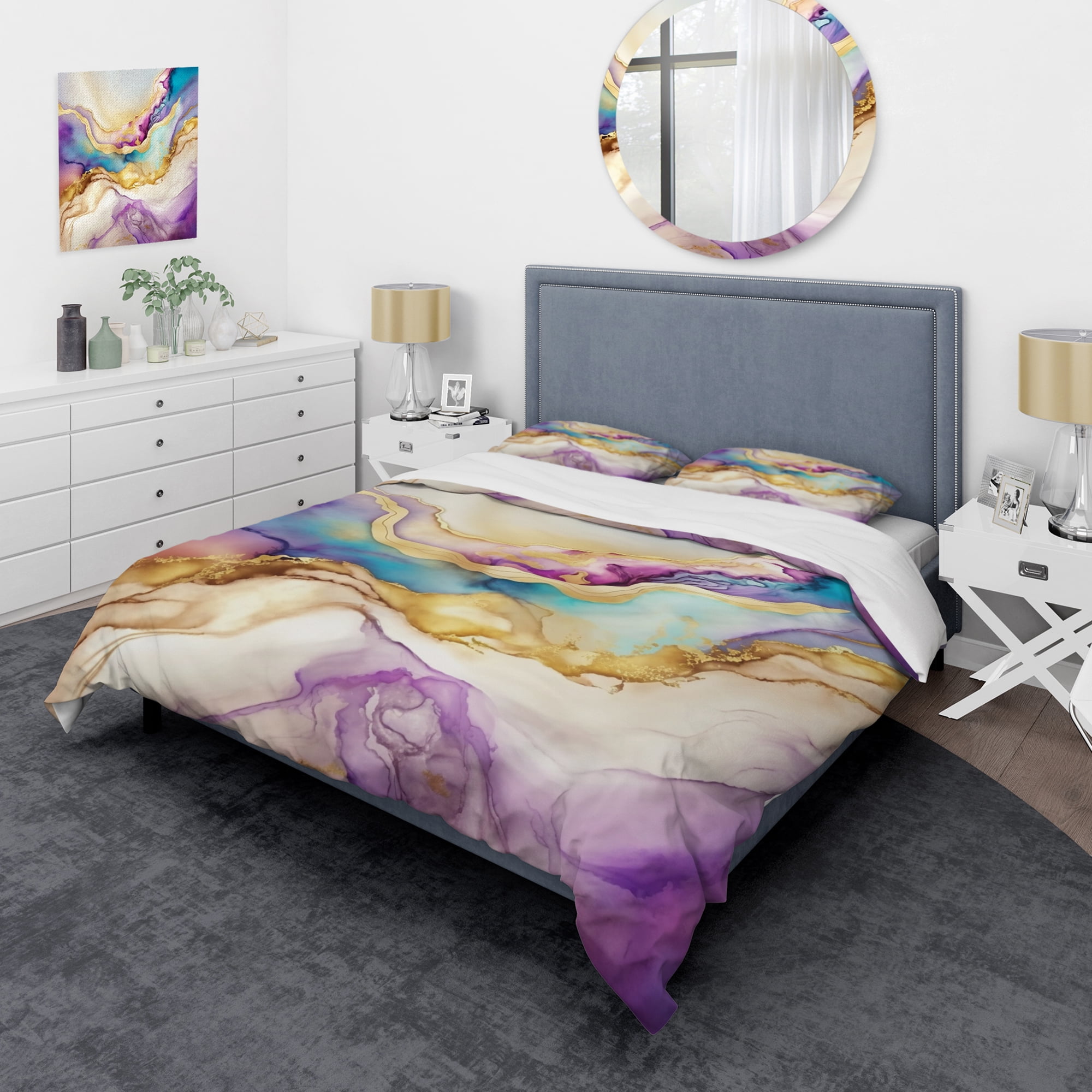 Designart "Fluid Cosmos with a Golden Touch V" Abstract Liquid Ink ...