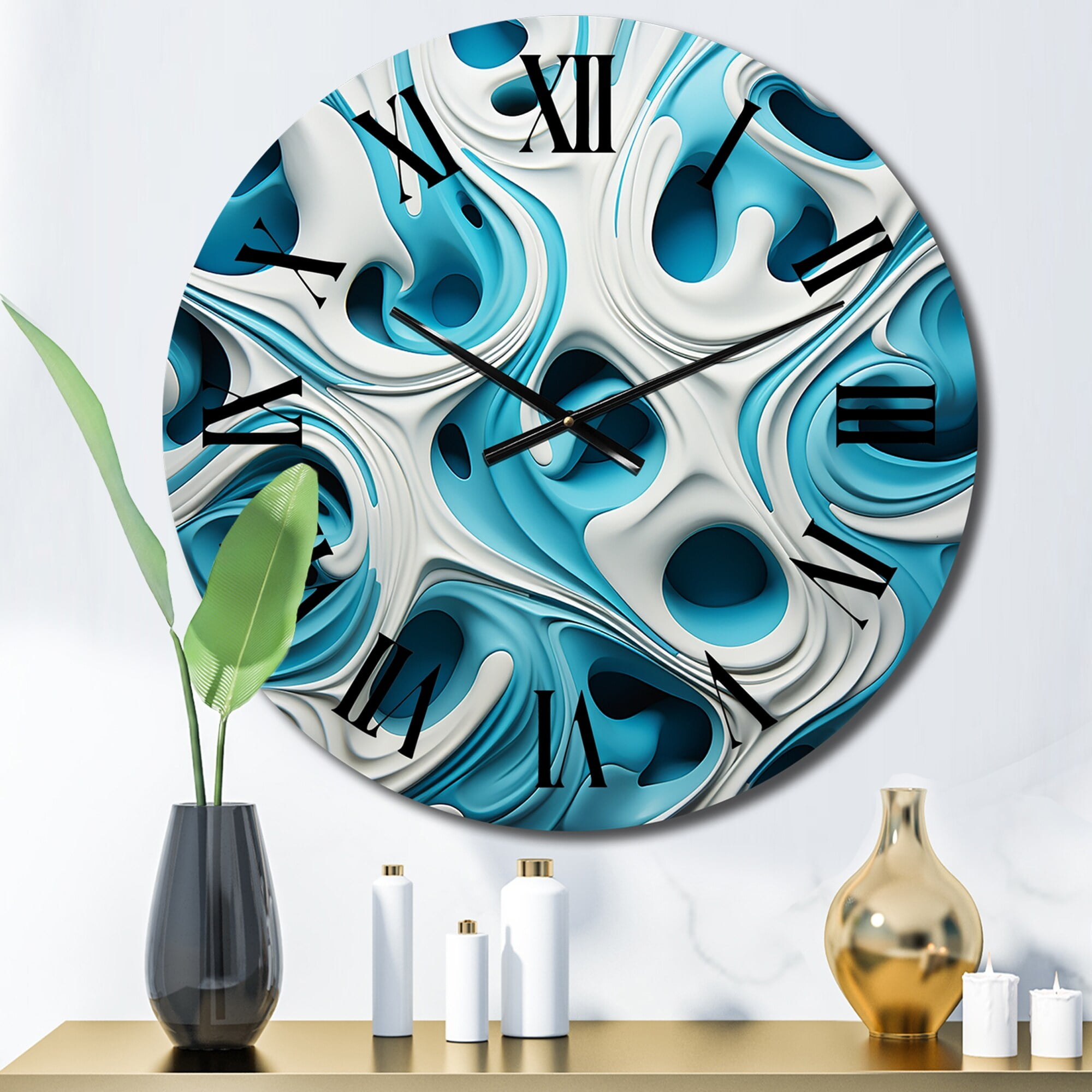 Designart "Focus Op Art in Blue and White" Abstract Oversized Wall ...