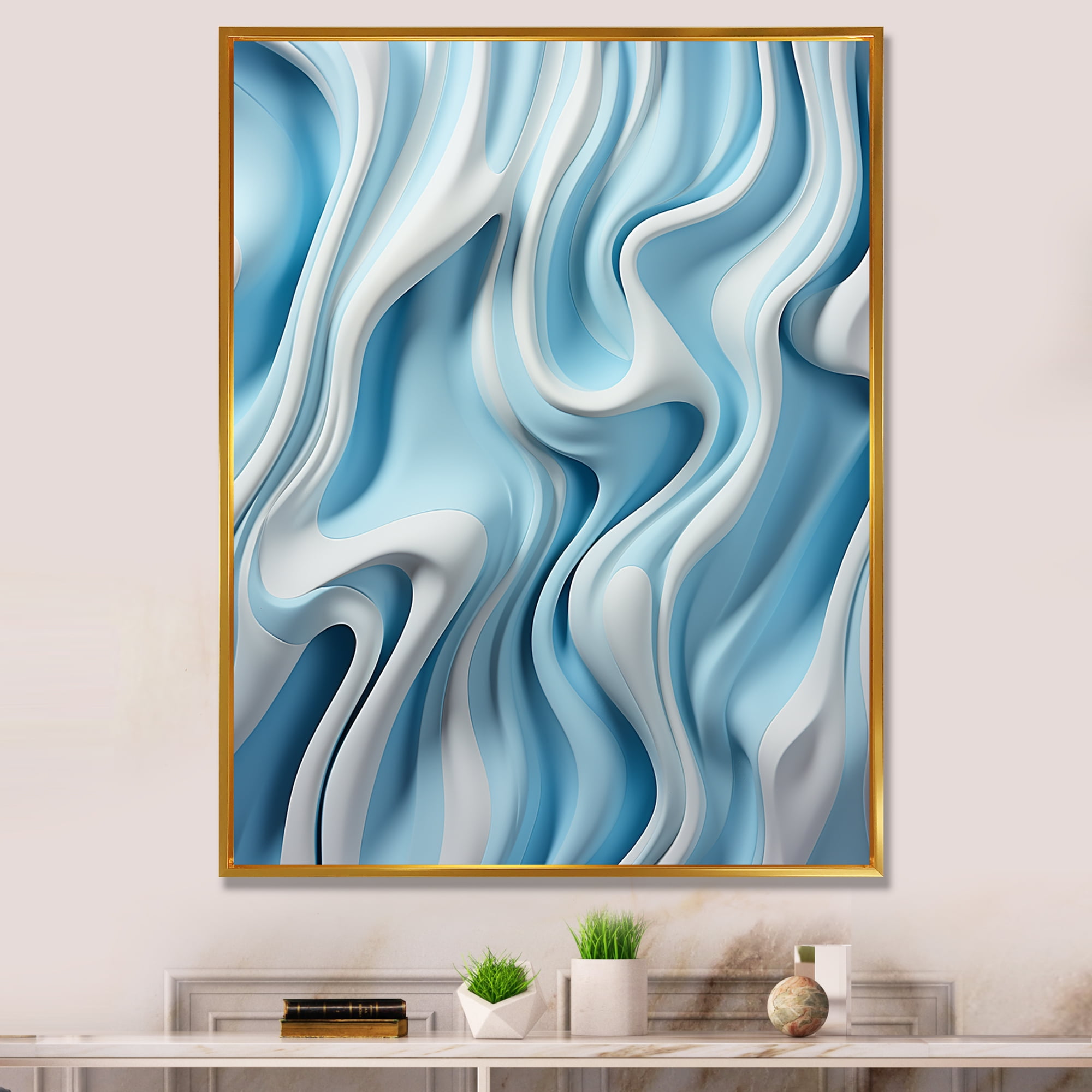 Designart "Focused Blue Op Art A Visual Journey I" Abstract Floater ...