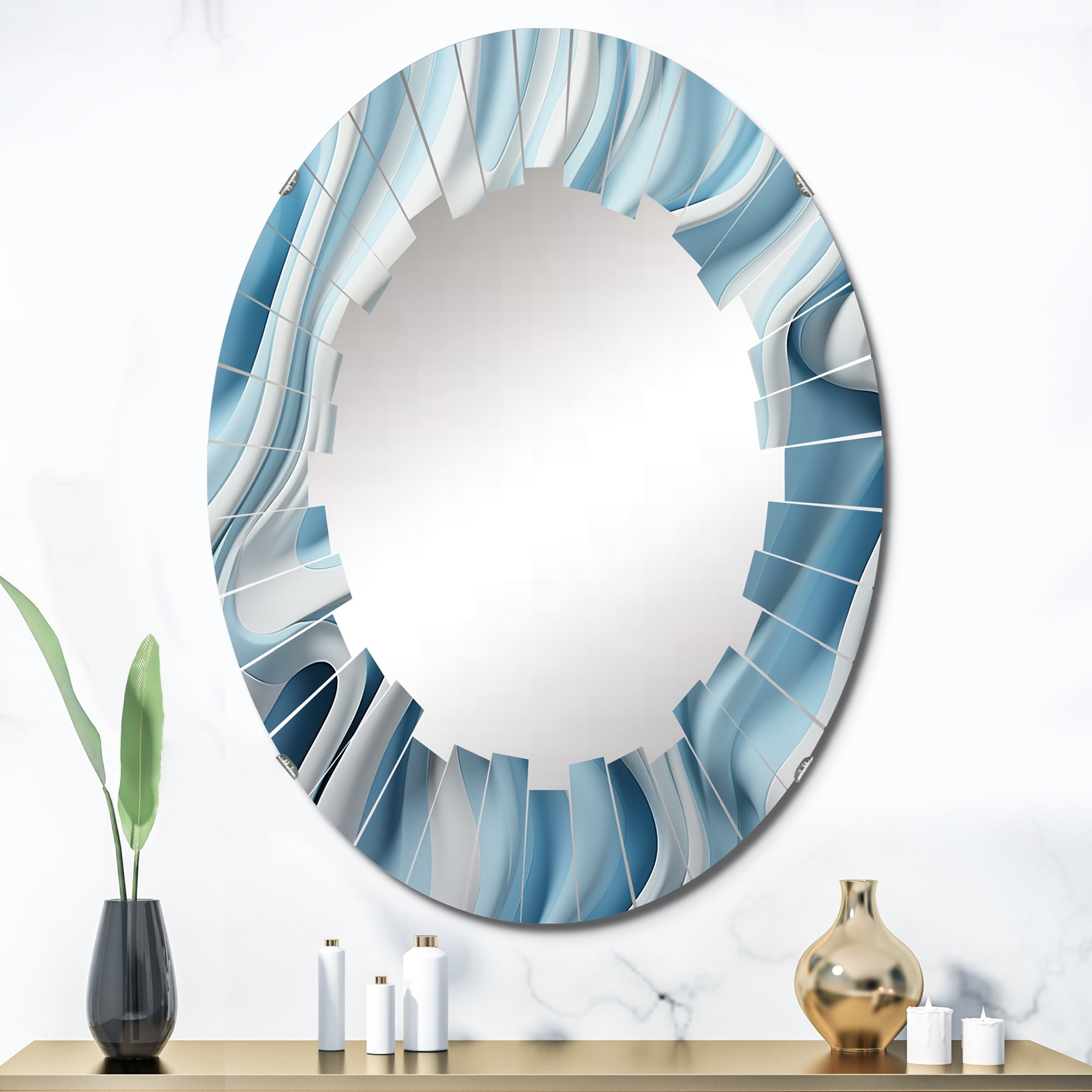 Designart "Focused Blue Op Art A Visual Journey I" Abstract Round Wall ...