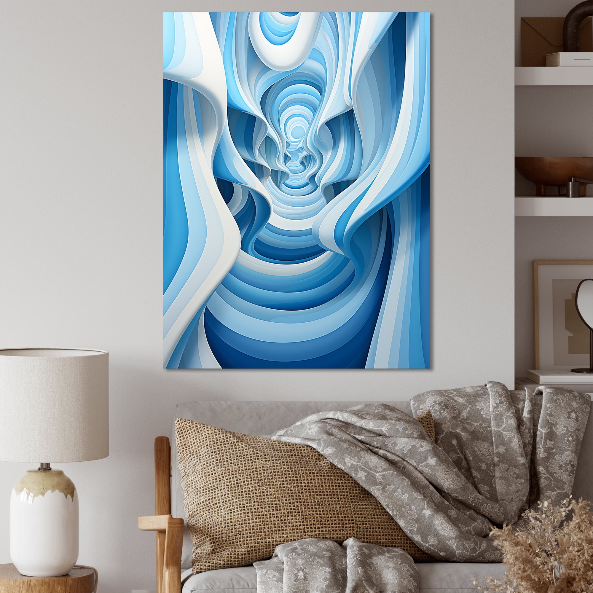 Designart "Focused Blue Op Art A Visual Journey III" Abstract Canvas ...