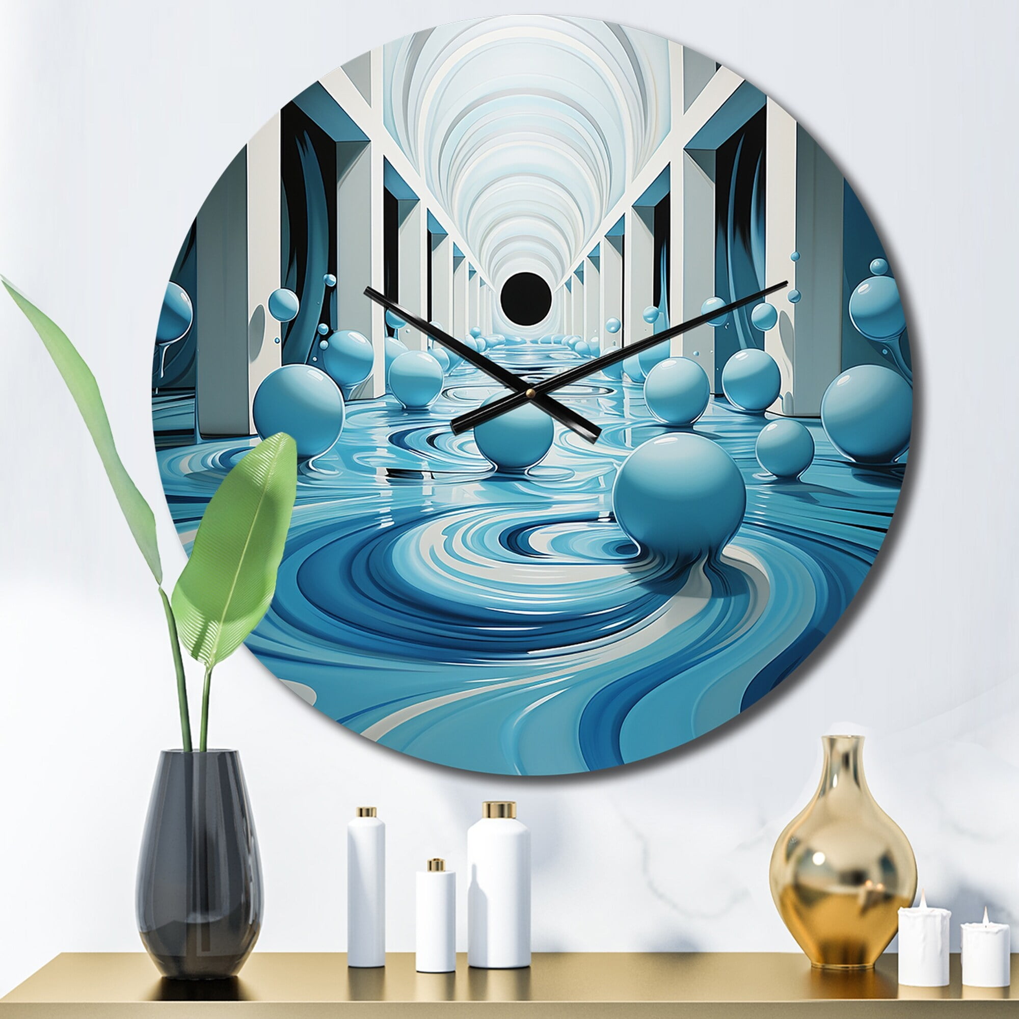 Designart "Focused Blue Op Art A Visual Journey IV" Abstract Oversized ...