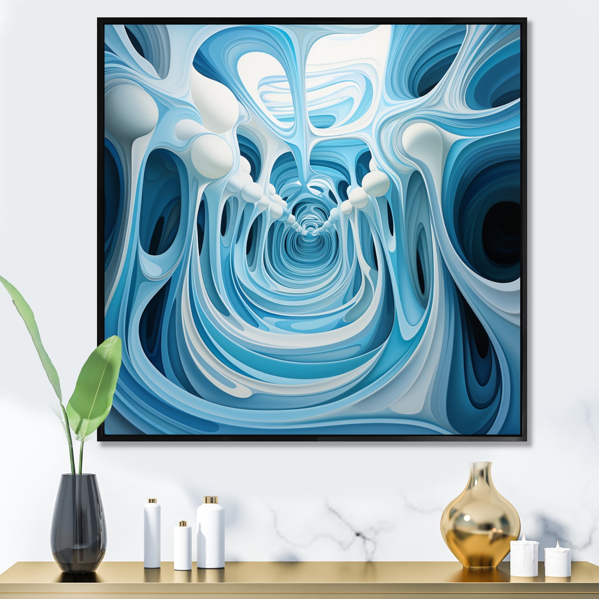 Designart "Focused Blue Op Art A Visual Journey V" Abstract Floater ...