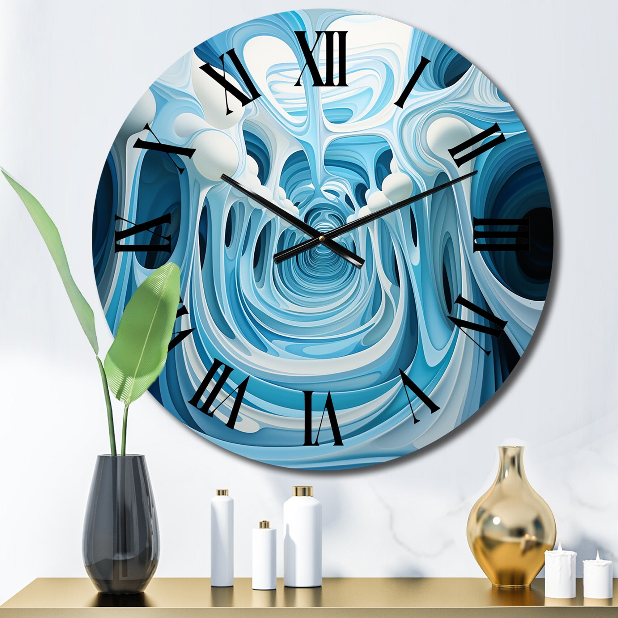 Designart "Focused Blue Op Art A Visual Journey V" Abstract Oversized ...