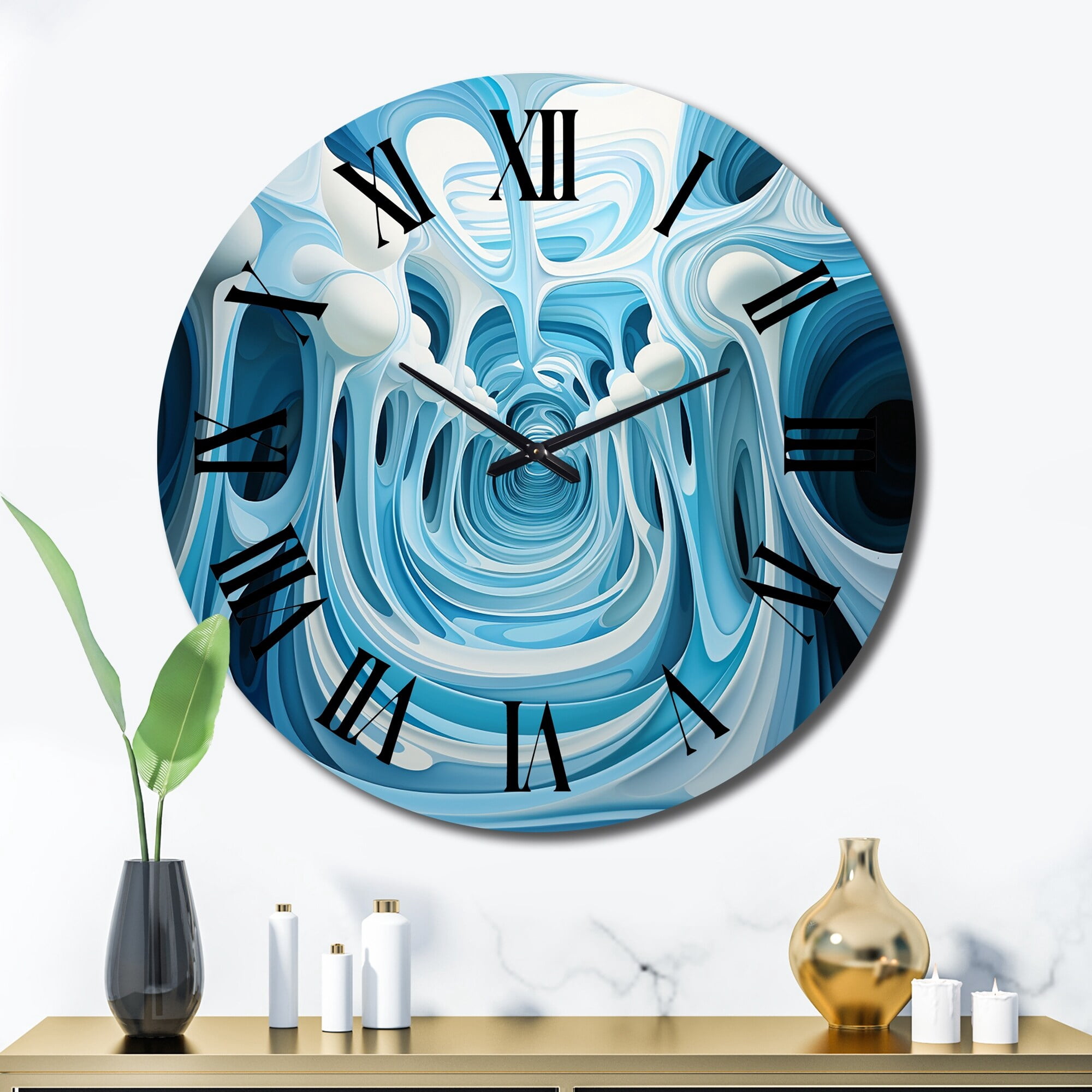 Designart "Focused Blue Op Art A Visual Journey V" Abstract Oversized ...