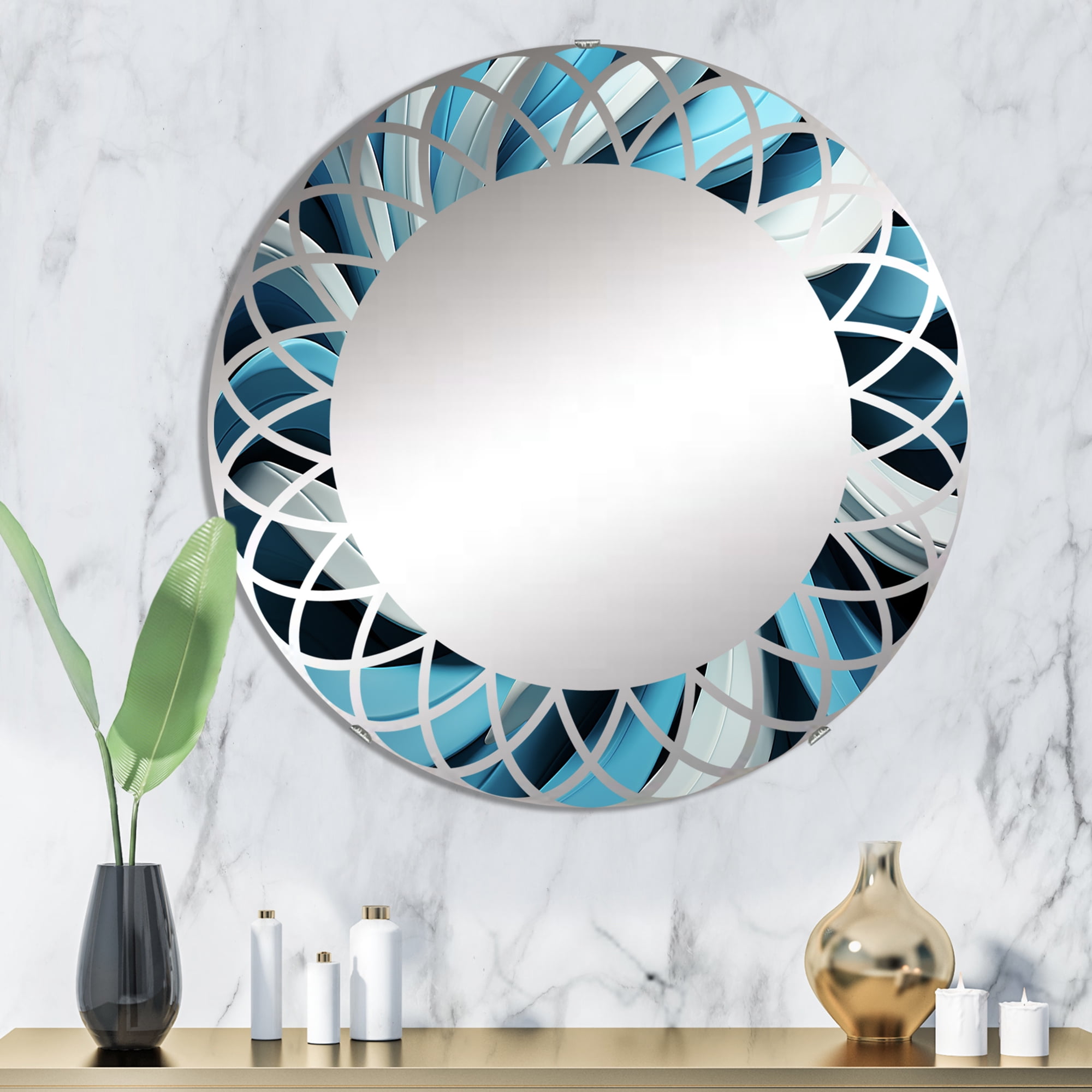 Designart "Focused Blue Op Art A Visual Journey VII" Modern Round Wall ...