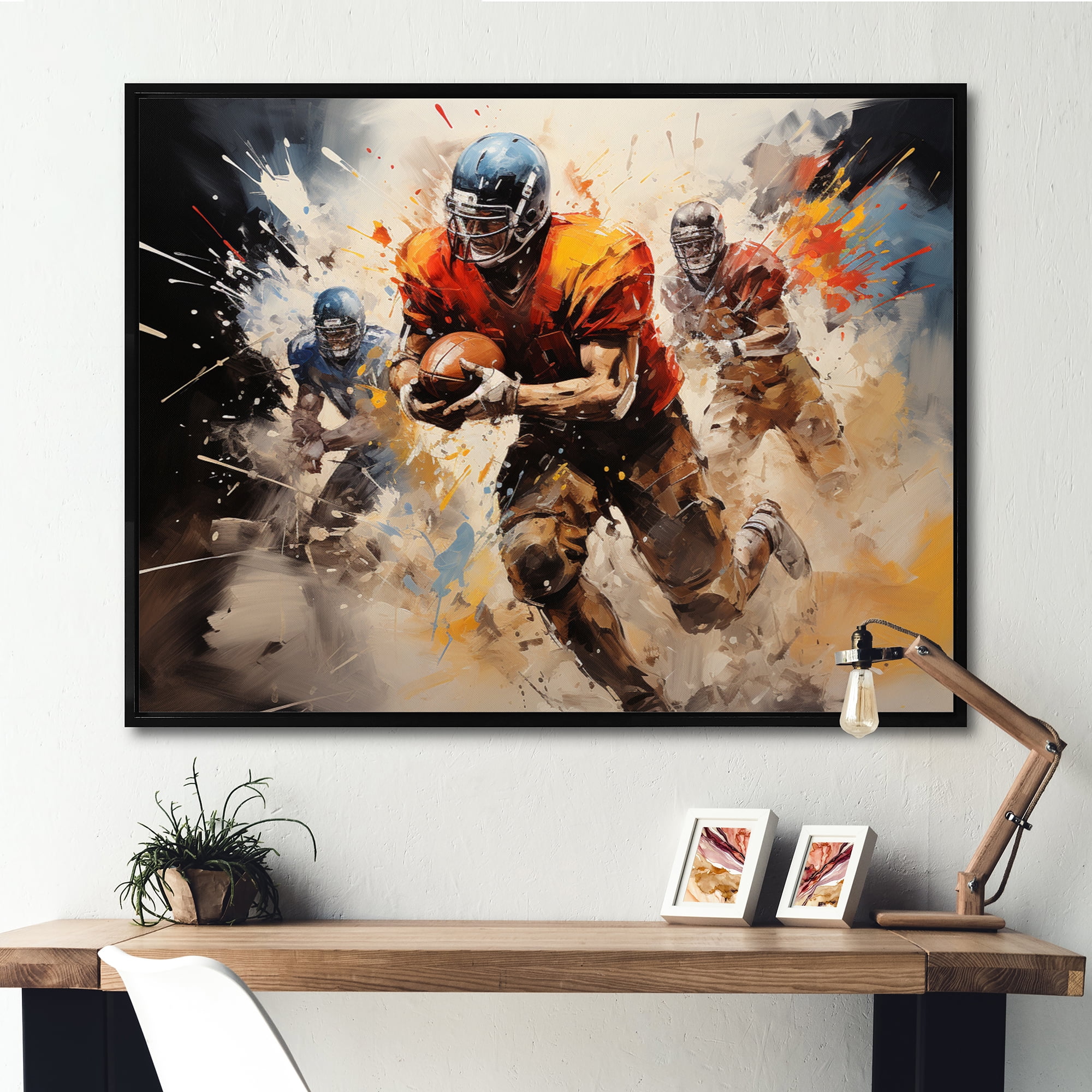 Designart "Football Gridiron Euphony II" Sports Floater Framed Canvas ...