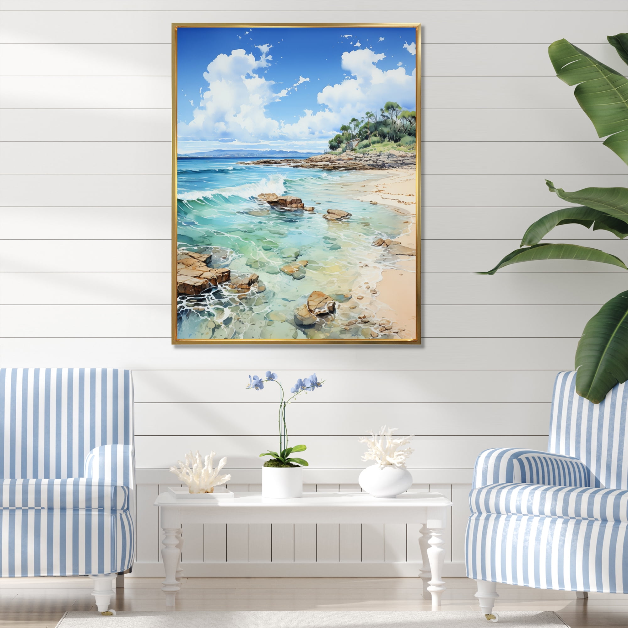 Designart "Footprints In Beach Photo IX" Nautical & Beach Floater ...