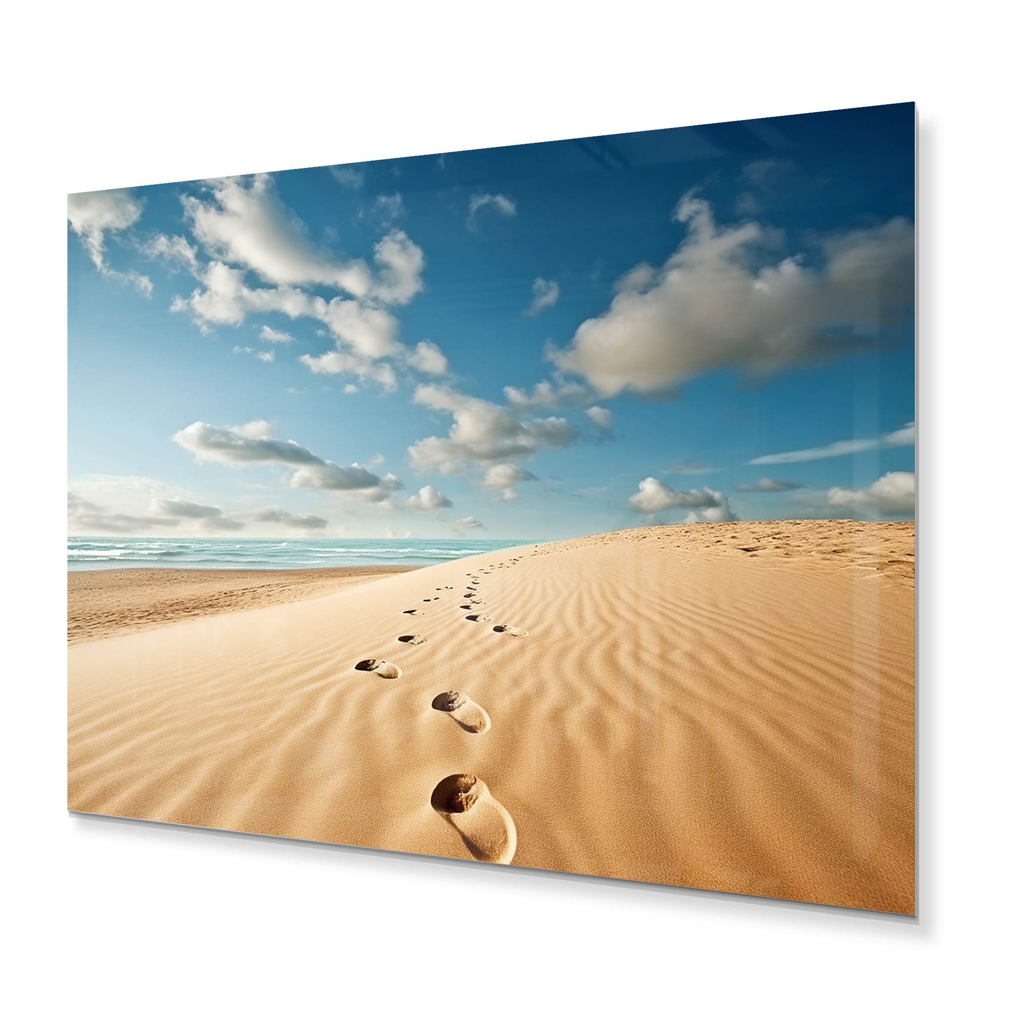 Designart "Footprints In Beach Photo VIII" Nautical & Beach Metal Art ...