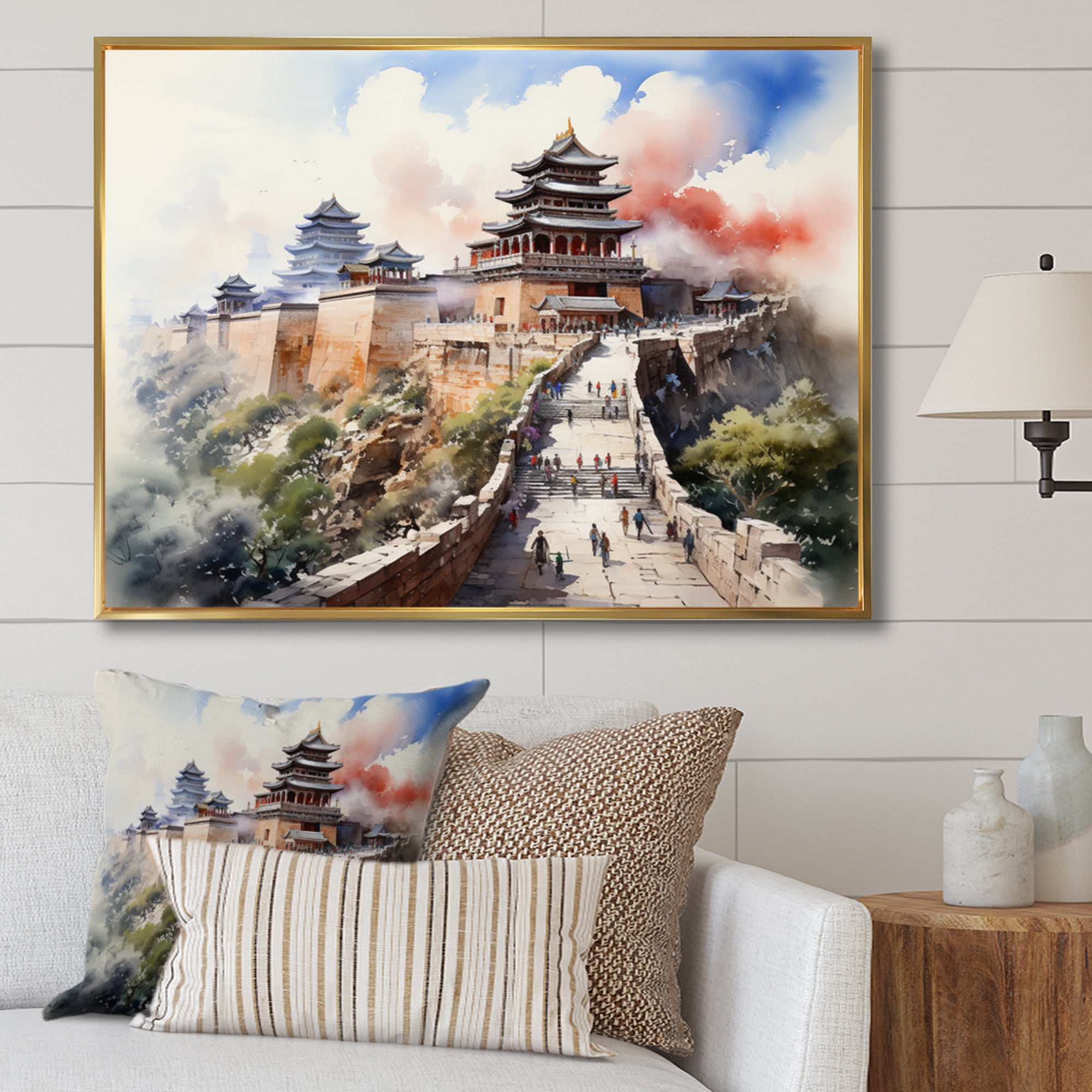 Designart "Forbidden City China Art painting II" Chinese Floater Framed ...