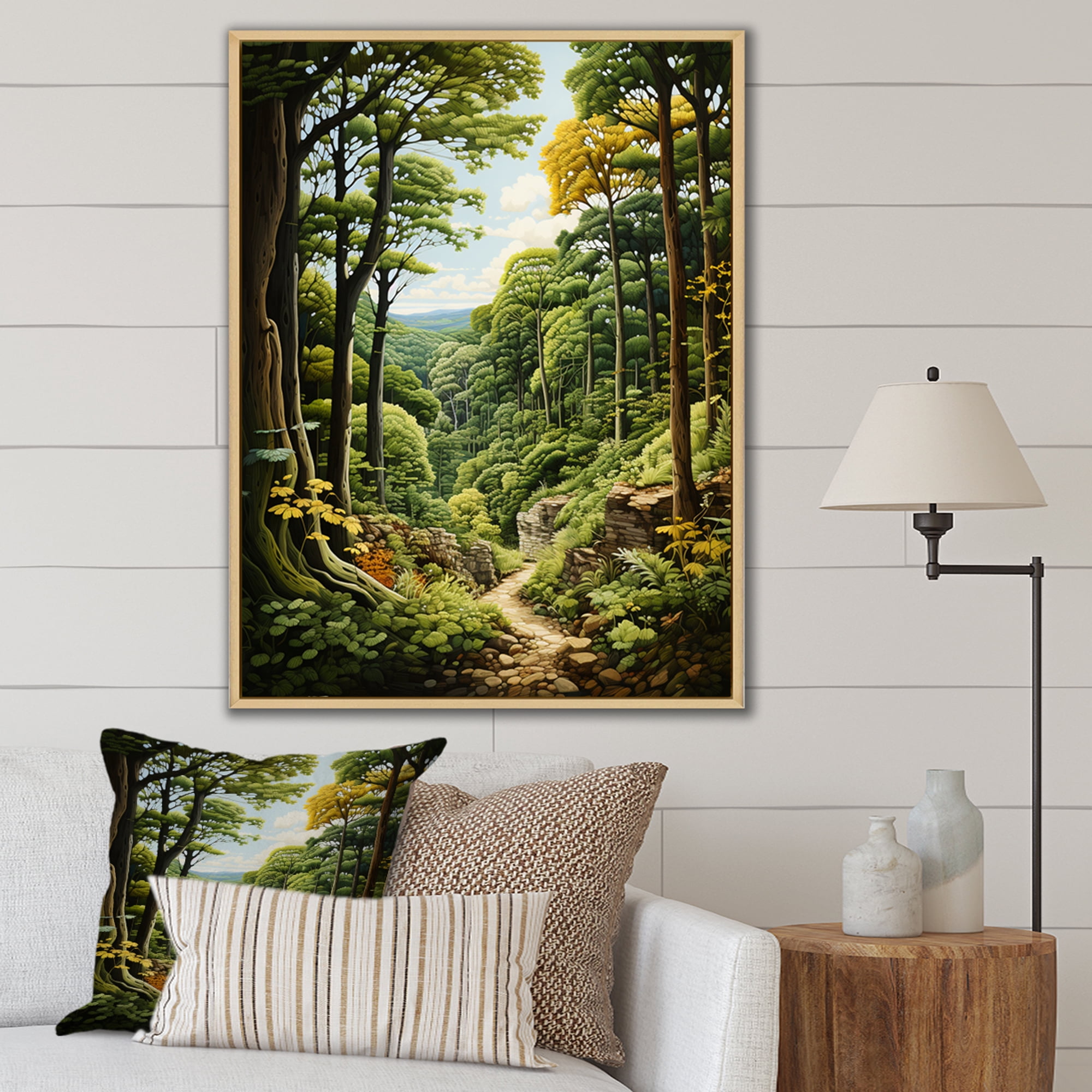 Designart "Forest Canopy Portrayed Trees in Harmony V" Cottage Floater ...