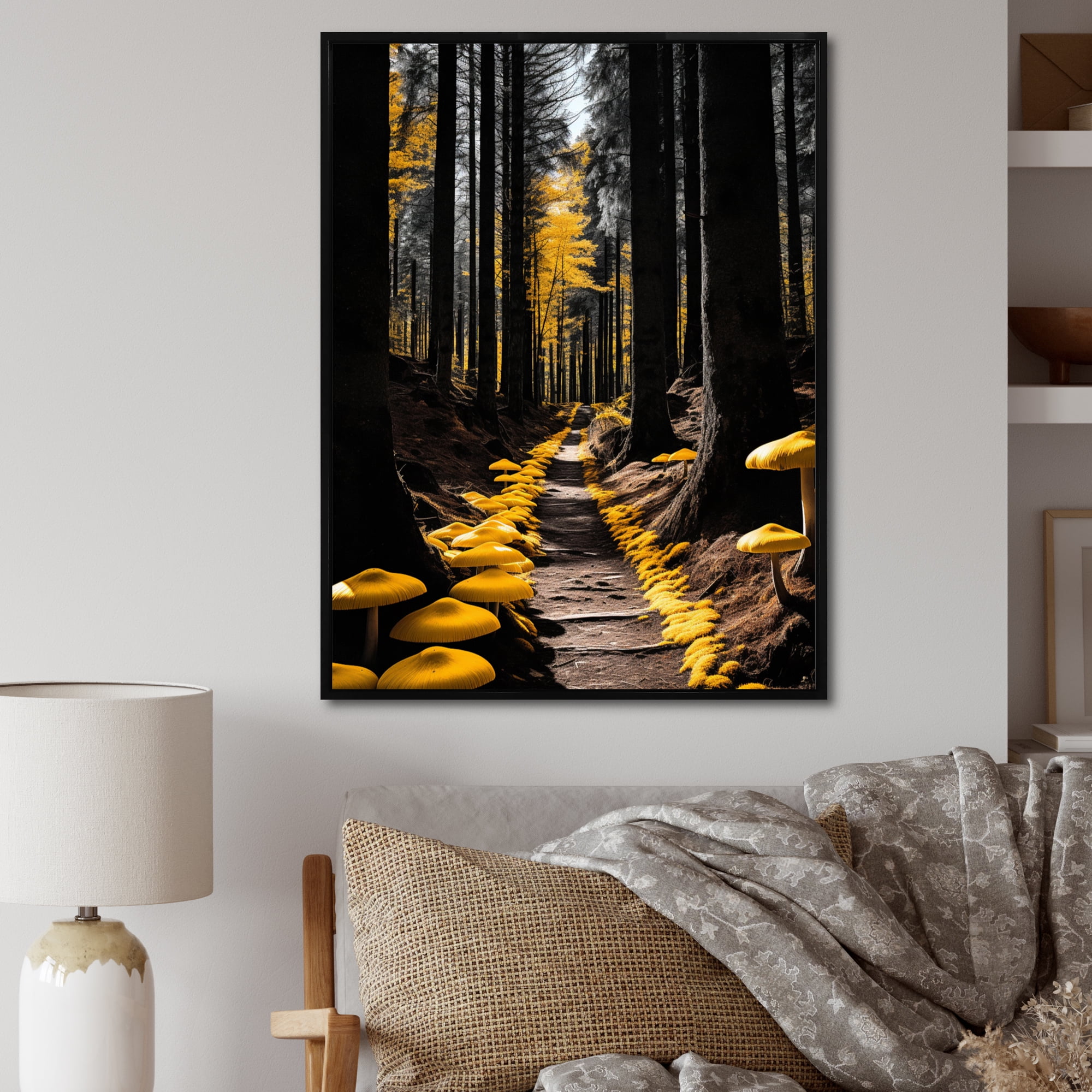 Designart "Forest Path Yellow and Black Trail II" Landscape & Nature ...