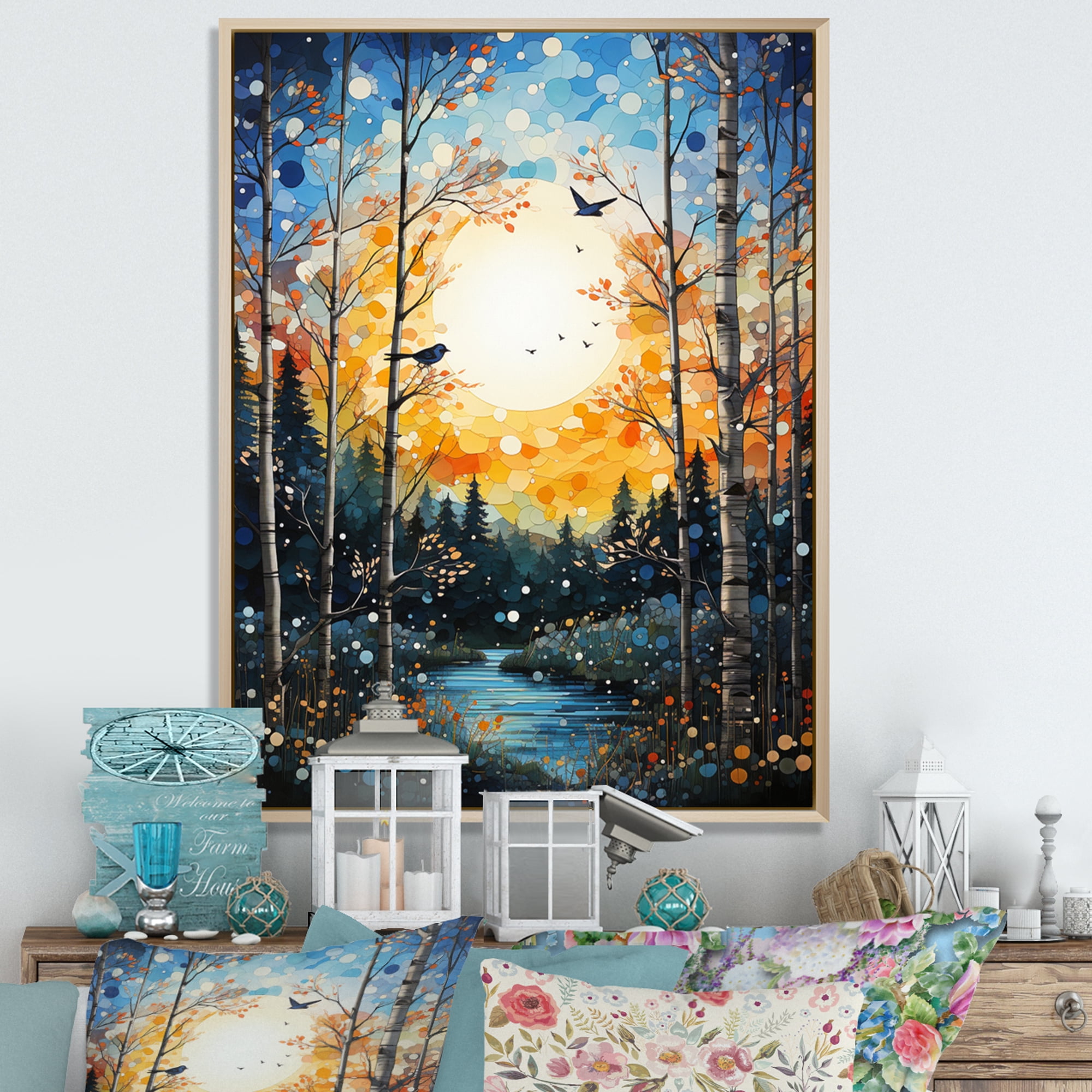 Designart "Forest Silent Euphony Pointillism III" Landscape & Nature ...