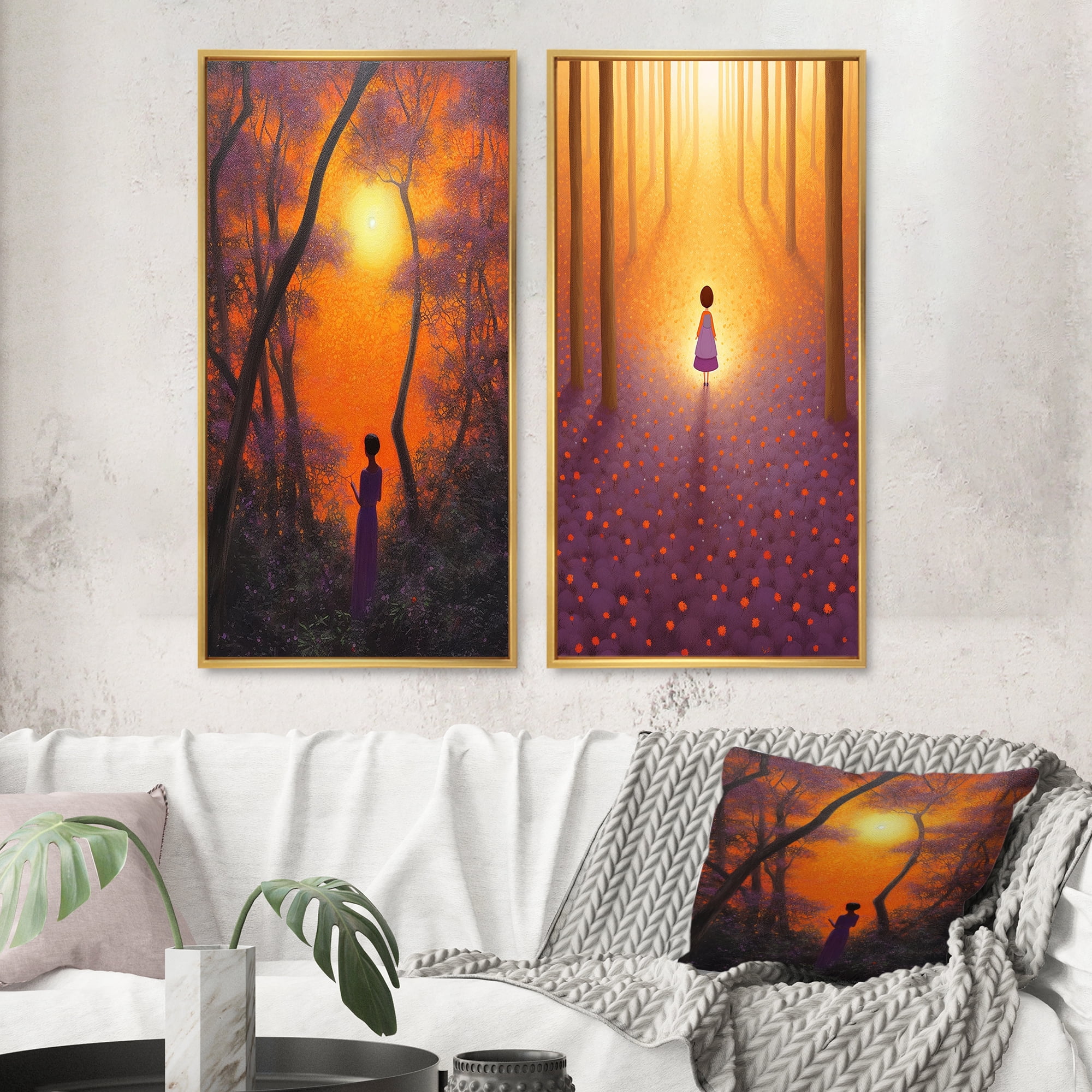 Designart "Forest Stroll Amidst Jacaranda Trees I" Forest Framed Wall ...