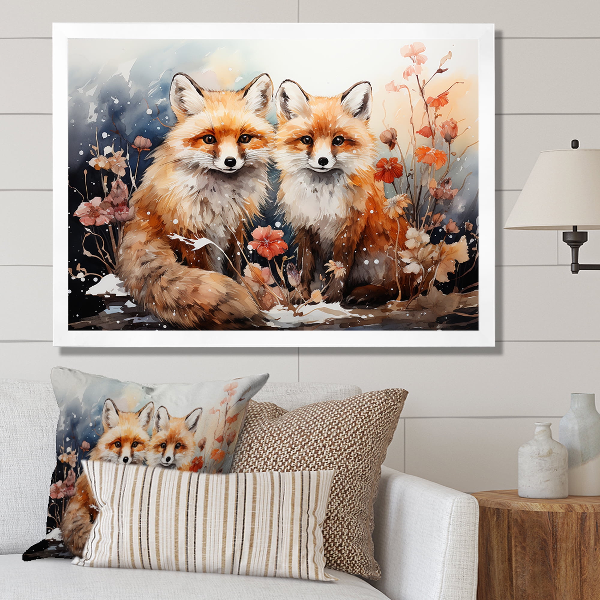 Designart "Fox's Gaze in the Springtime II" Animals Framed Wall Art ...