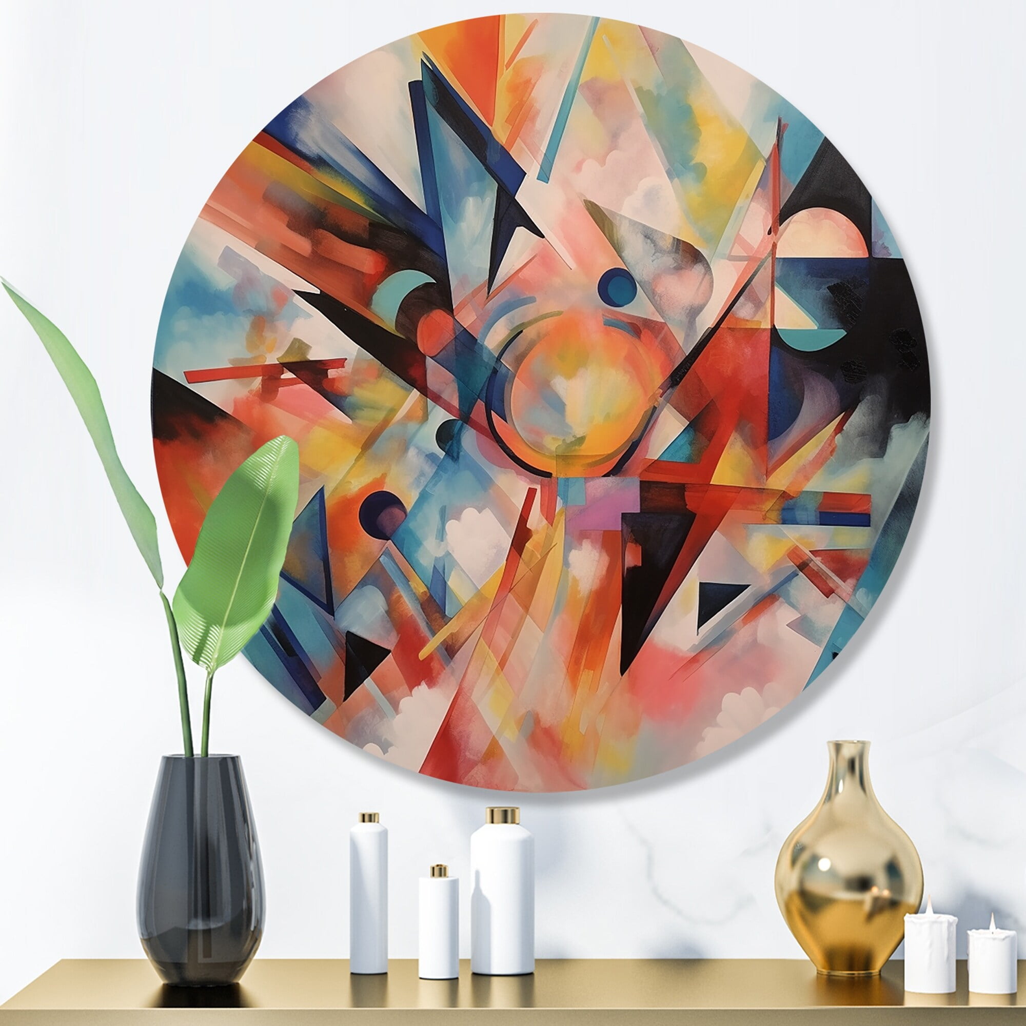 Designart "Fractals and Dimensions in Blue II" Modern Geometric Metal ...