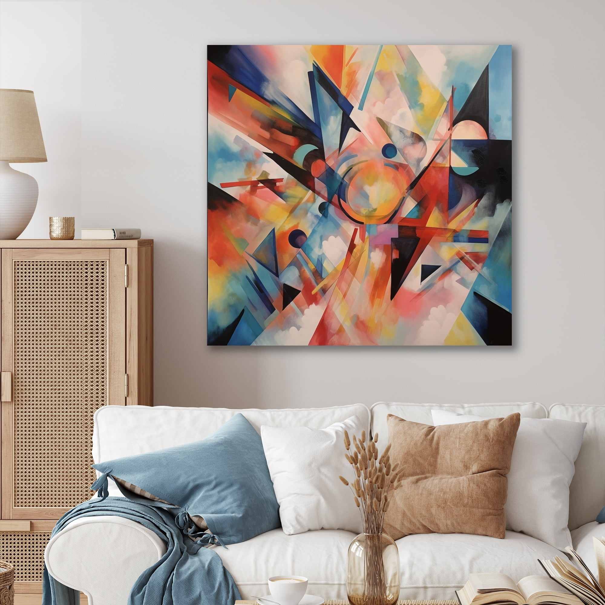 Designart "Fractals and Dimensions in Blue II" Modern Geometric Metal ...