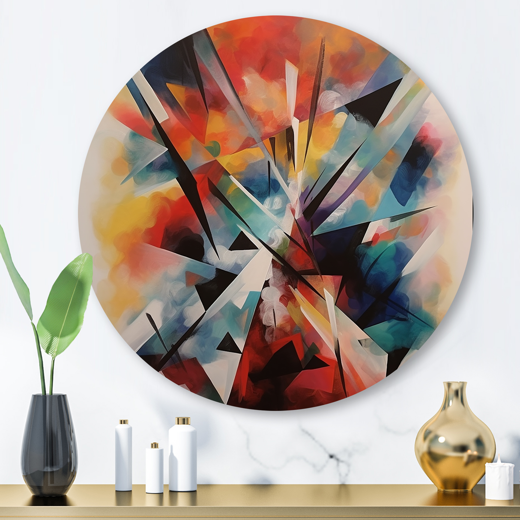 Designart "Fractals and Dimensions in Blue IV" Modern Geometric Metal ...