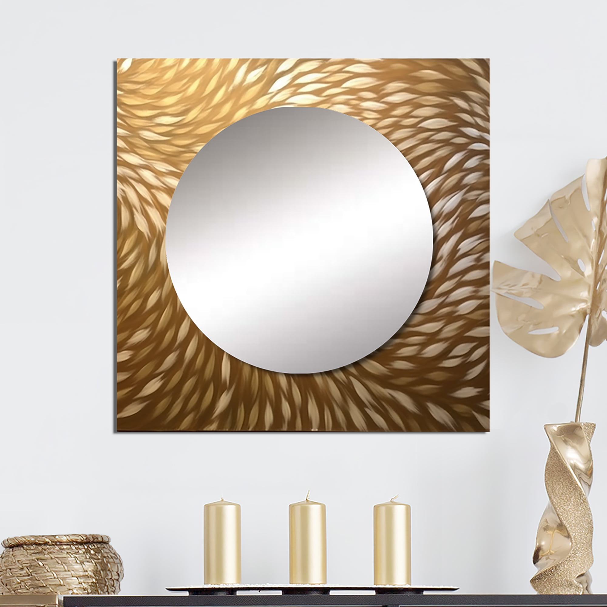 Designart "Fragile Contemporary Golden Wave Design" Abstract Shapes ...