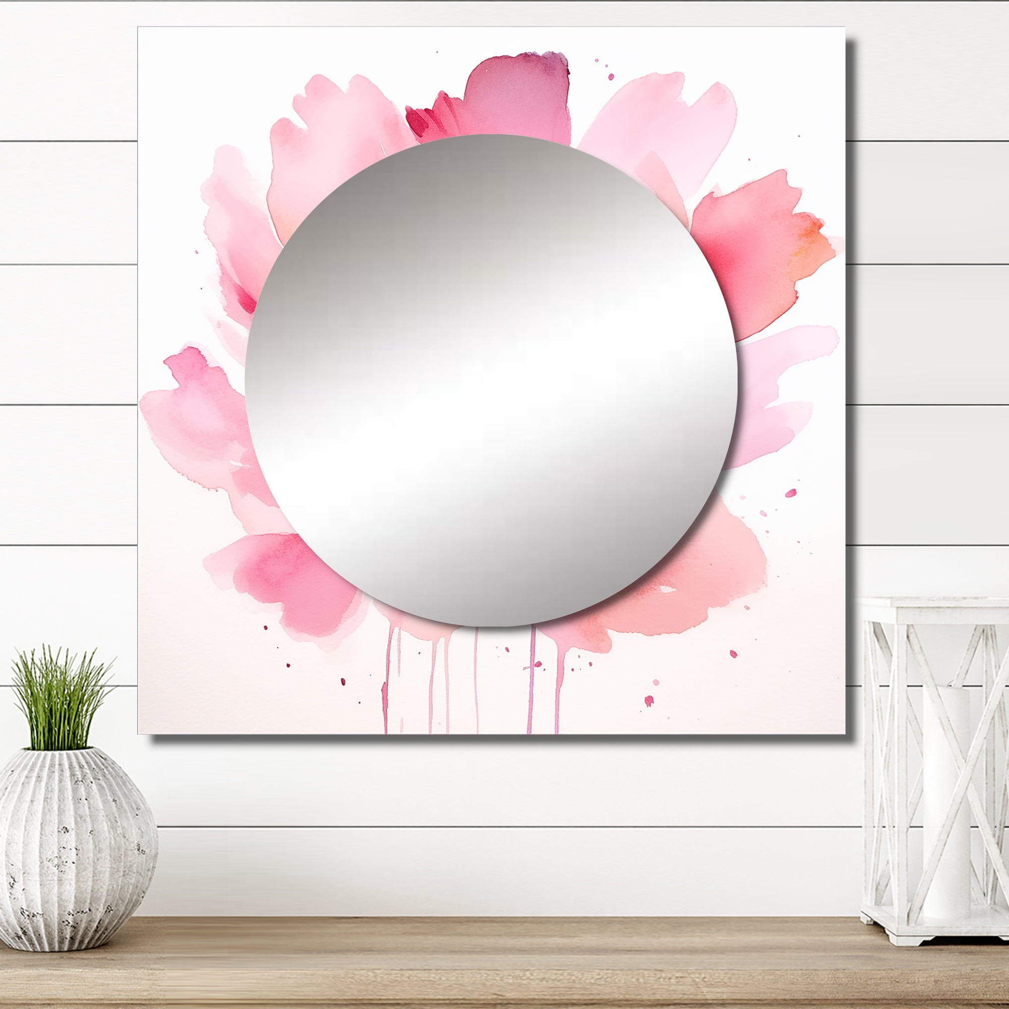 Designart "Fragile Pink Hibiscus Blossom Blooming Watercolor" Flowers ...