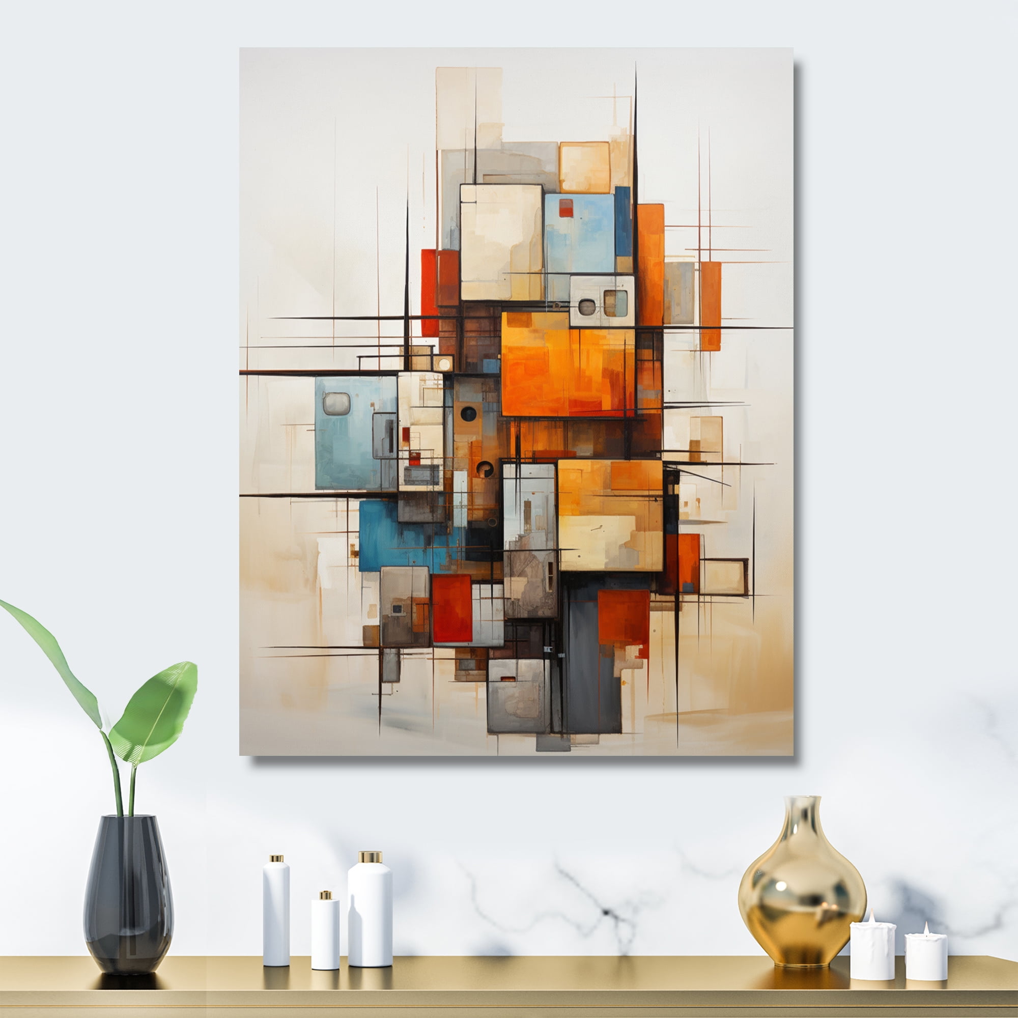 Designart "Fragmented Perspectives in Cubism I" Cubism Metal Art Print ...