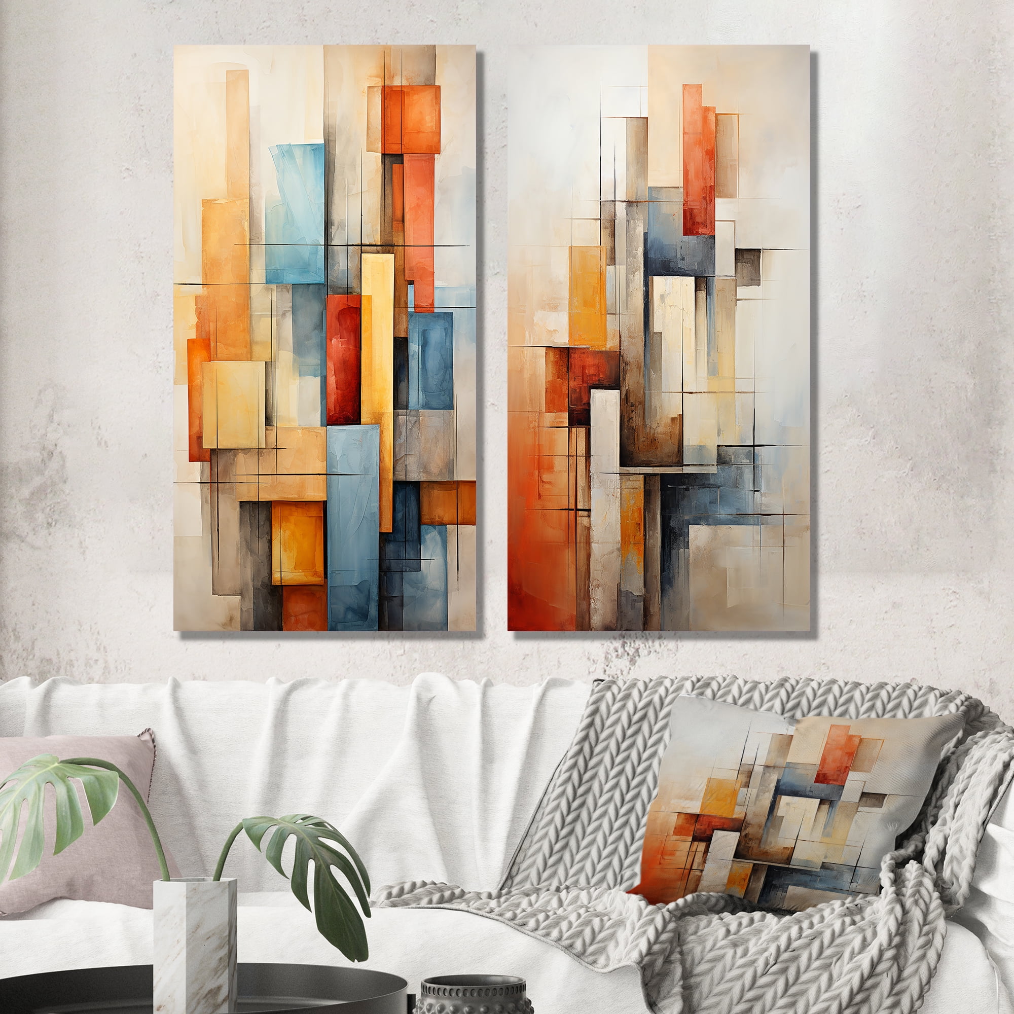 Designart "Fragmented Perspectives in Cubism III" Cubism Wall Art Set ...