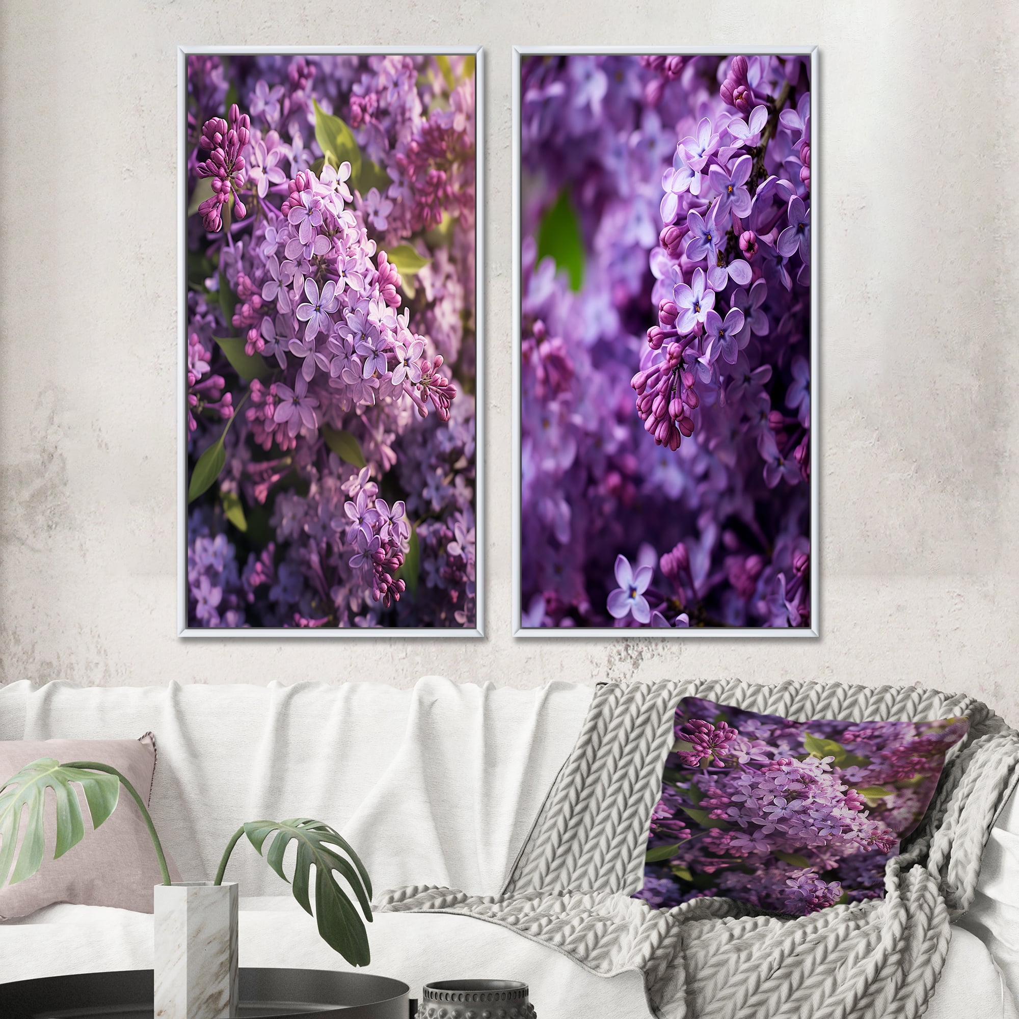 Designart "Fragrant Blossoms in Purple Lilacs V" Floral Framed Wall Art ...