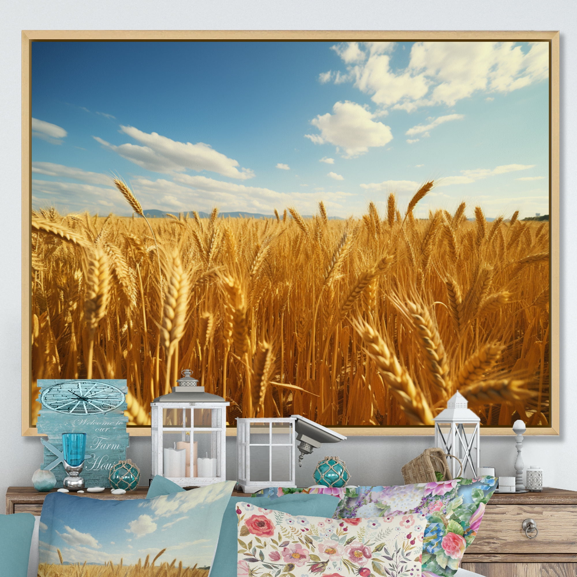 Designart "French Golden landscapes Of Britany II" Farm Floater Framed ...