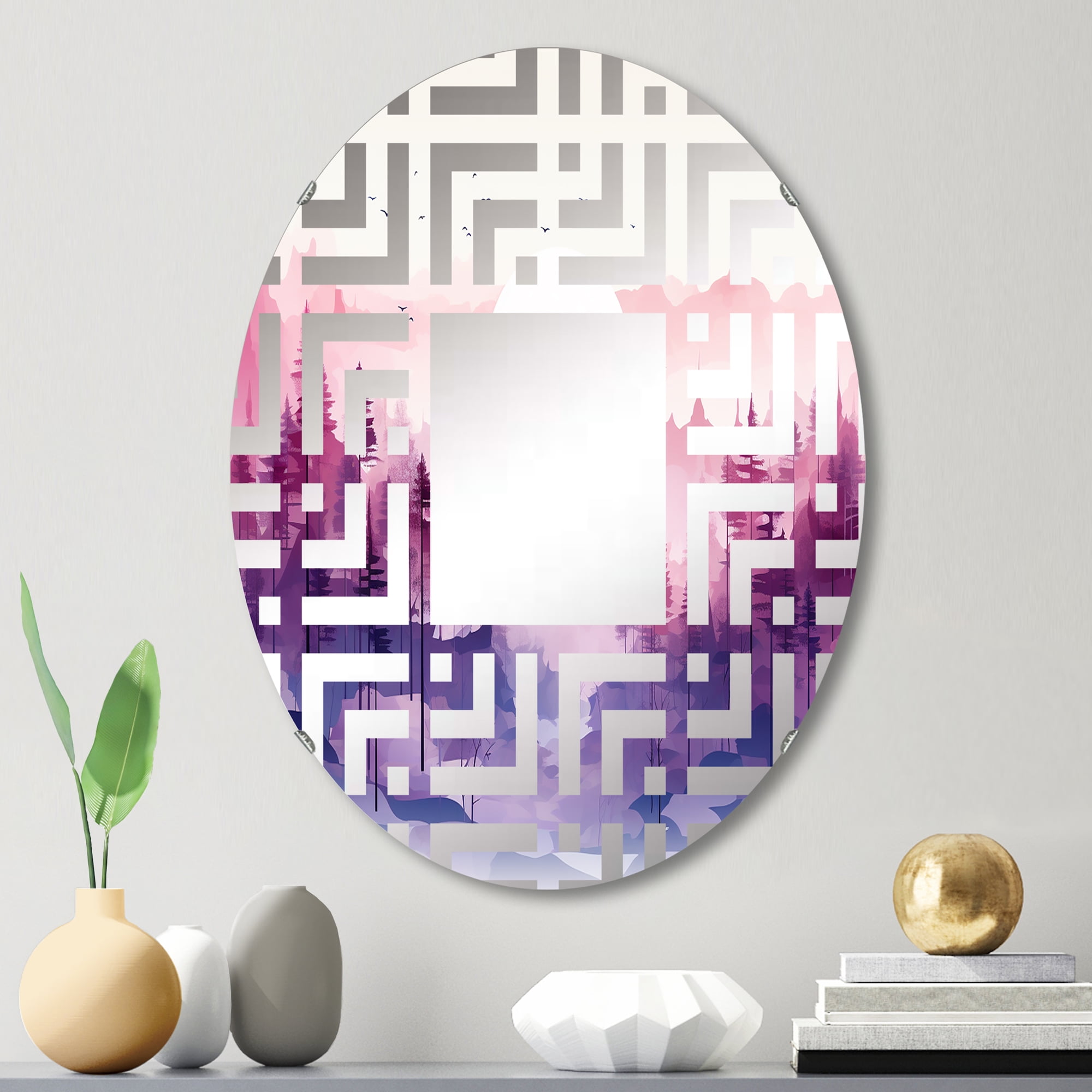 Designart "Frequency in Minimalism Forests II" Minimalism Maze Round ...