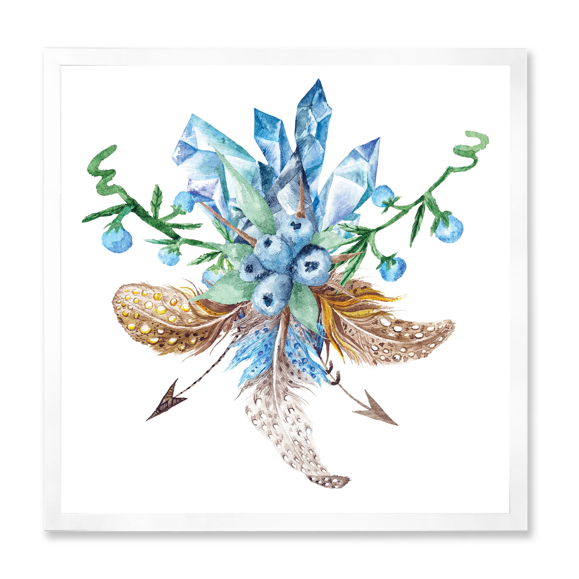 Designart 'Fresh Tribal Vignette Wild Forest Wreath Design On White I ...