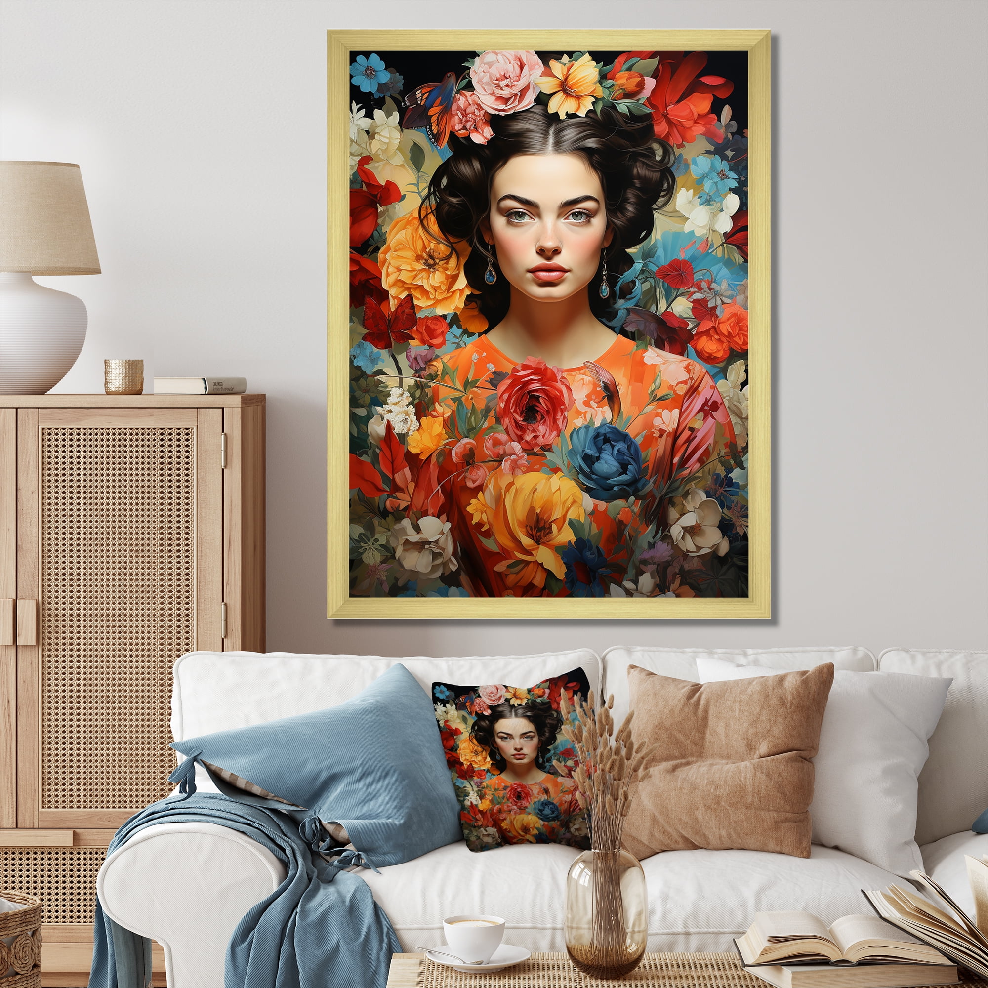 Designart "Fridas Garden in Colorful Mexican Art" Portrait Floater ...