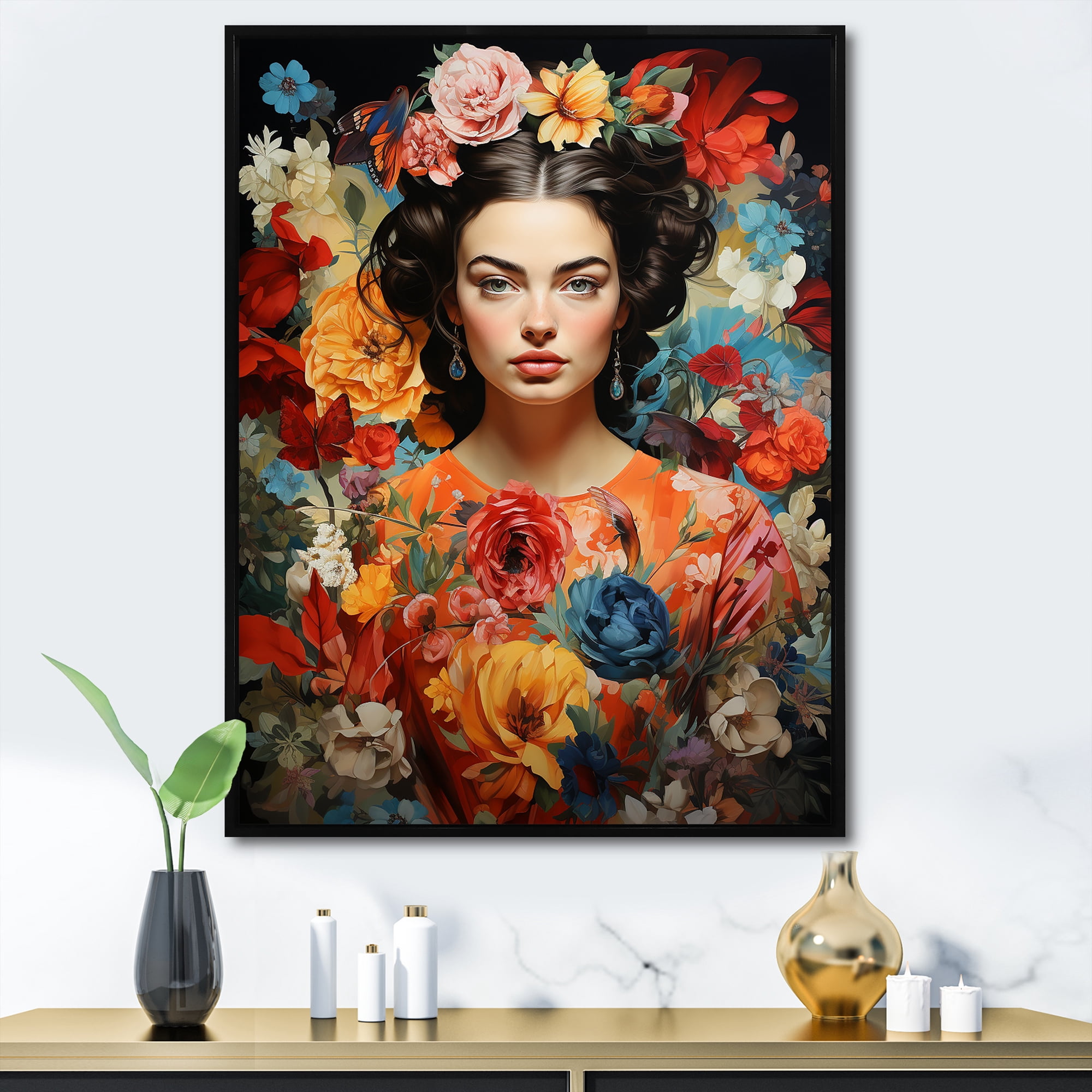 Designart "Fridas Garden in Colorful Mexican Art" Portrait Floater ...